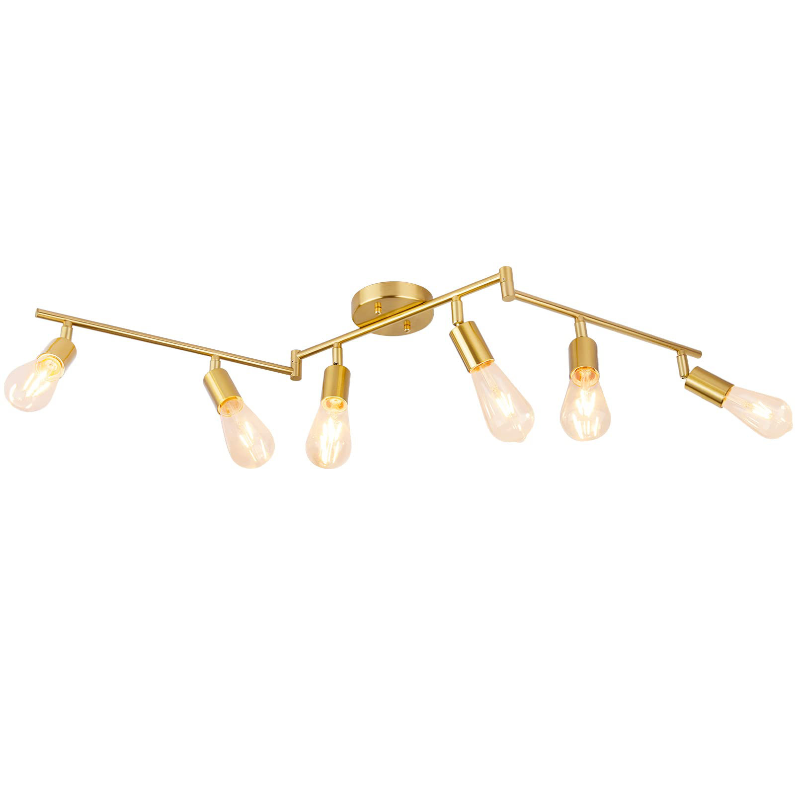 LUXESIT 6-Light Track Lighting Kit, Foldable Flush Mount Gold Ceiling ...