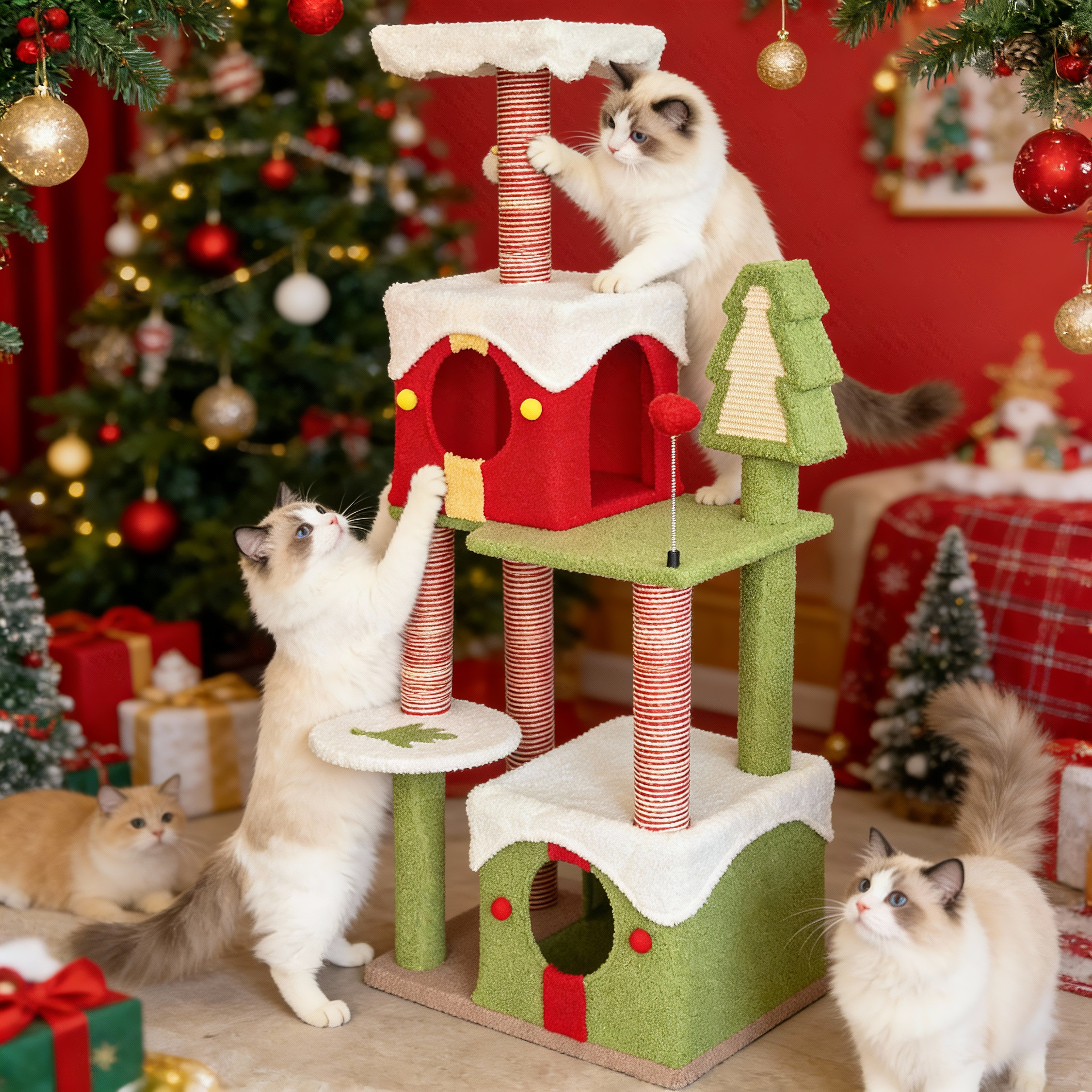 Tucker Murphy Pet™ Cat Tree For Christmas,multi-level Cat Tower With ...