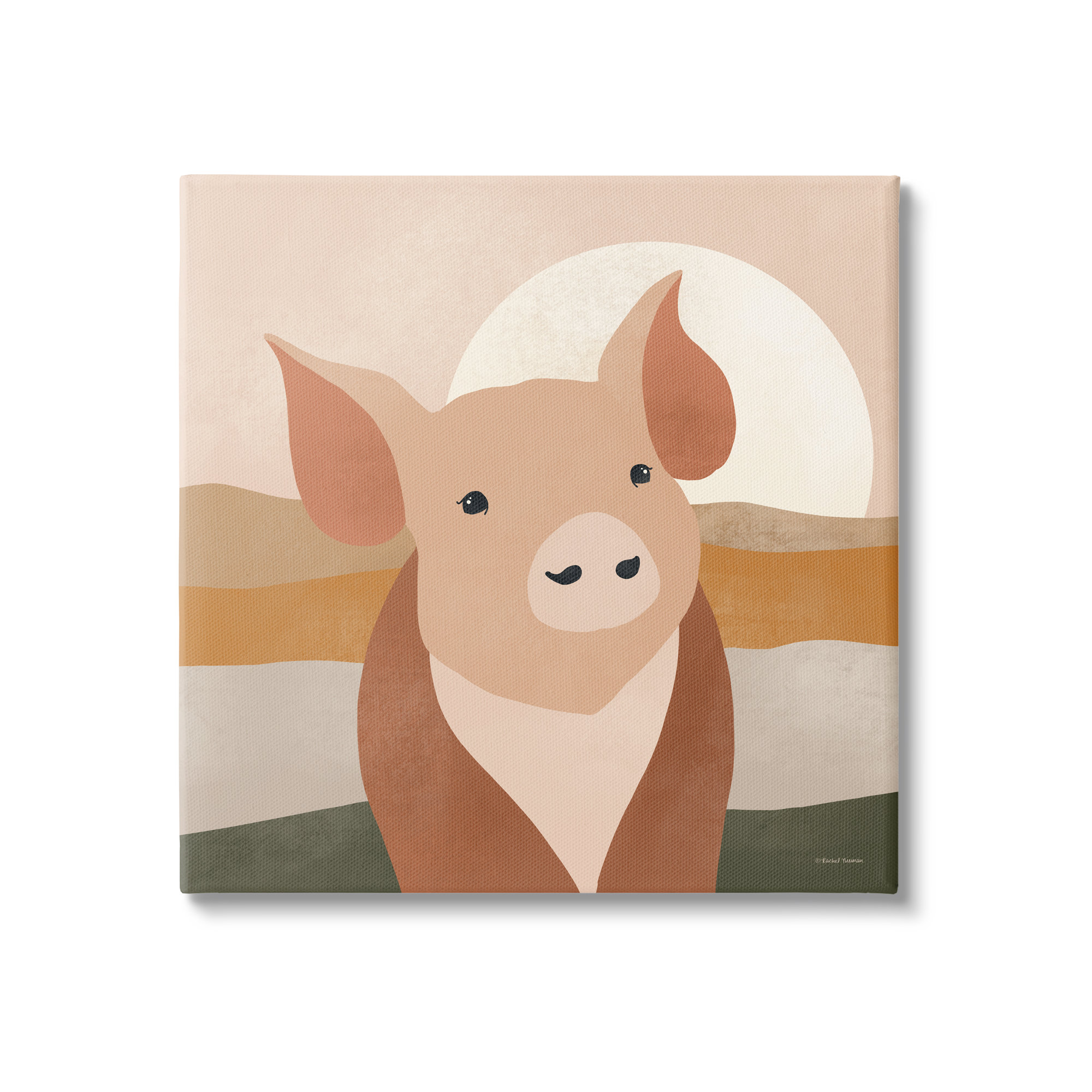 August Grove Modern Farmhouse Pig - Wrapped Canvas Print | Wayfair