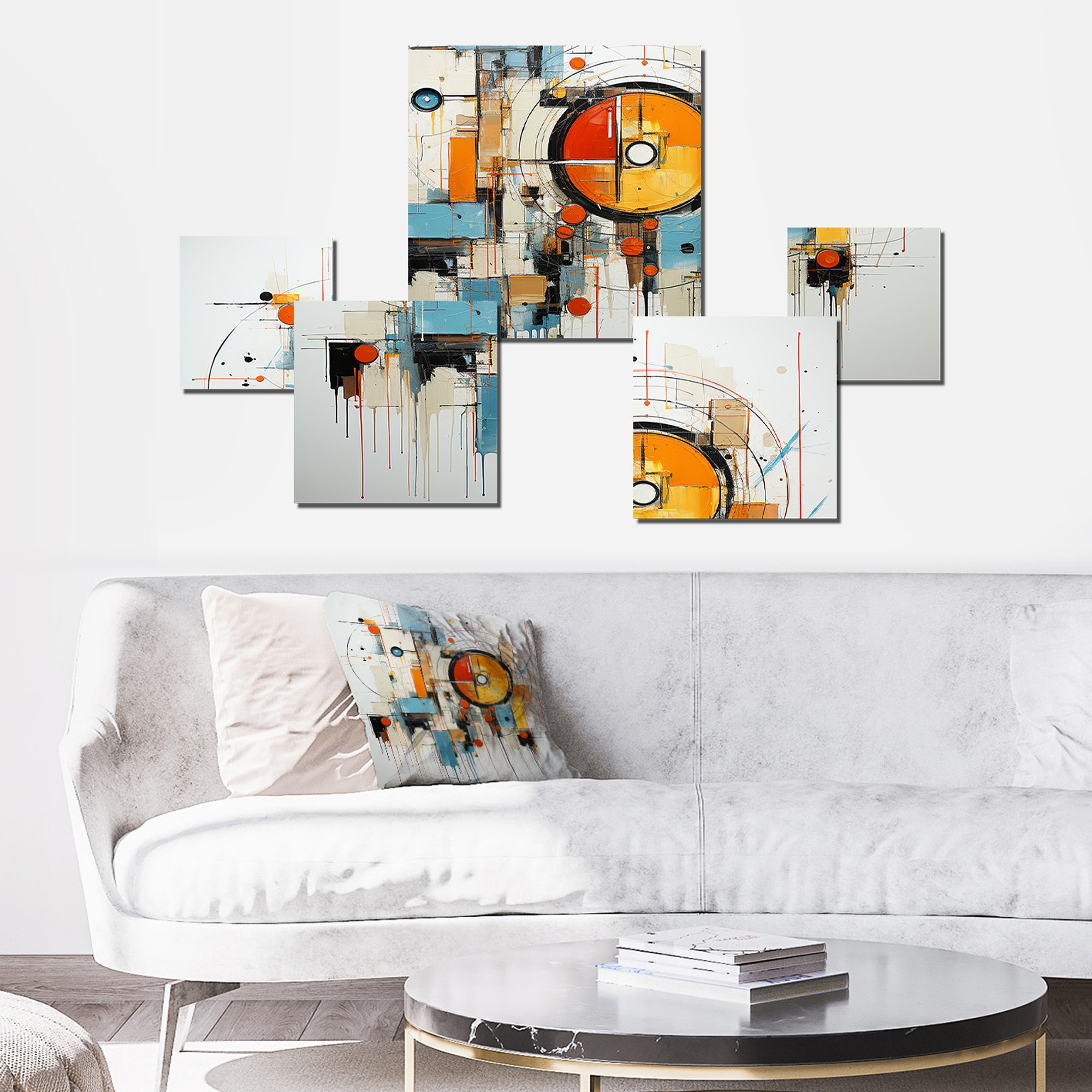 Ivy Bronx Minimalism Yellow And Blue Shapes Elegance III - Abstract ...