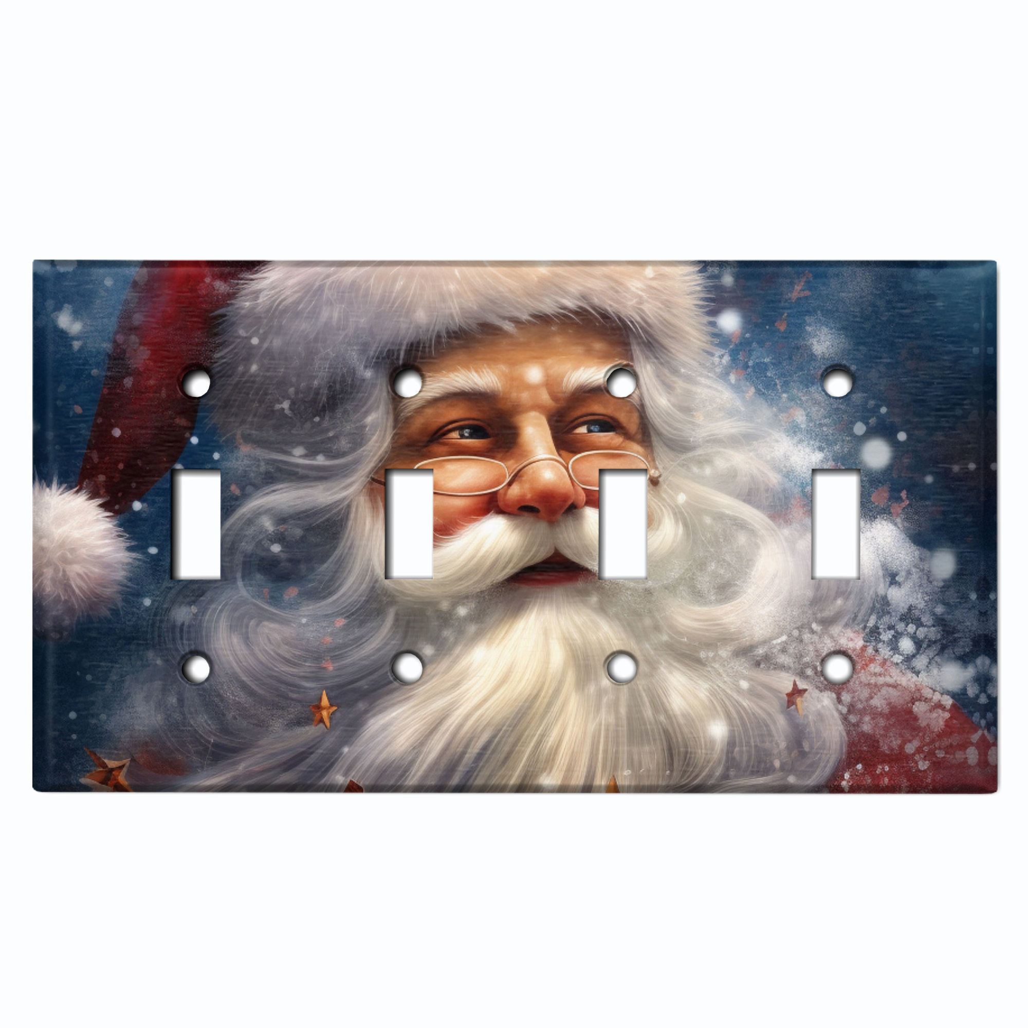 WorldAcc Christmas Santa Claus 4-Gang Toggle Light Switch Wall Plate ...