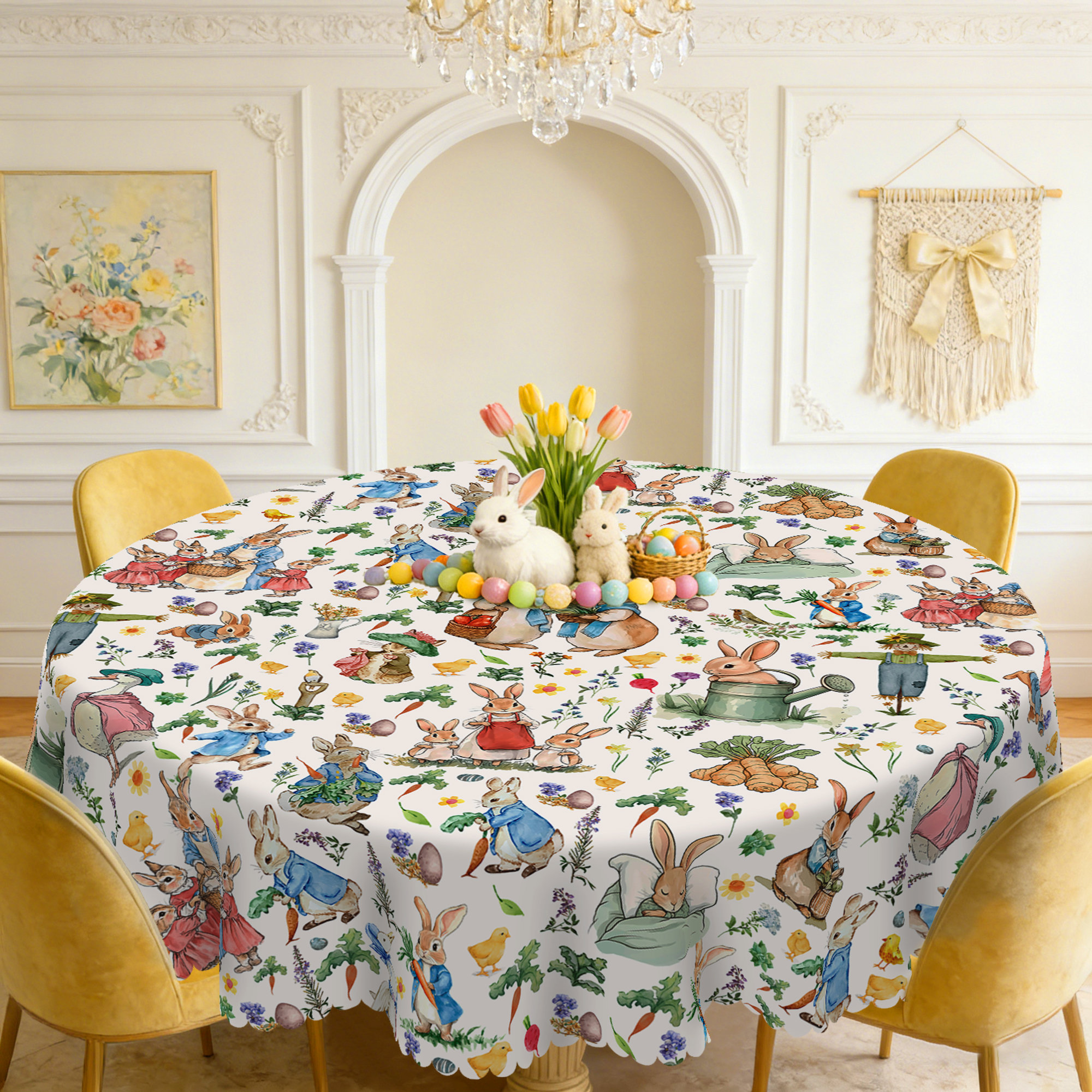 The Holiday Aisle® Easter Bunny Tablecloth - Cute Rabbit & Spring ...