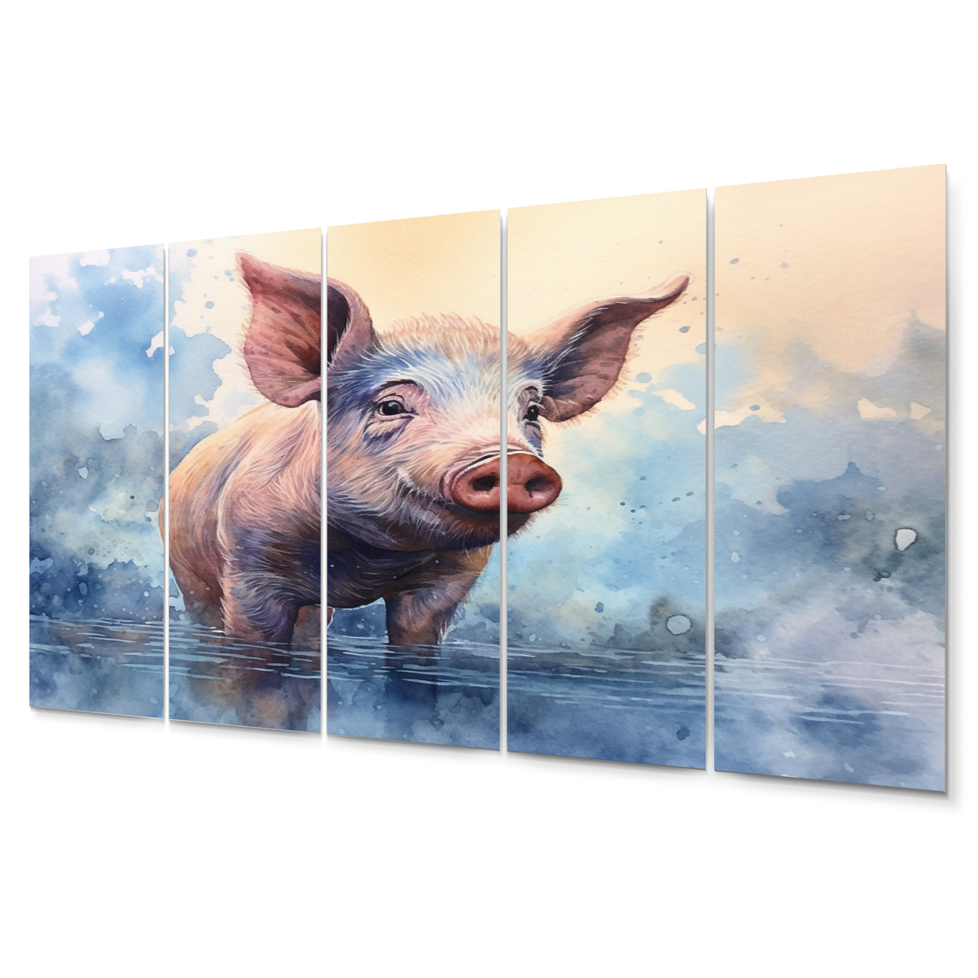 Design Art Sweet Piglette - Animals Metal Wall Art Living Room Set ...
