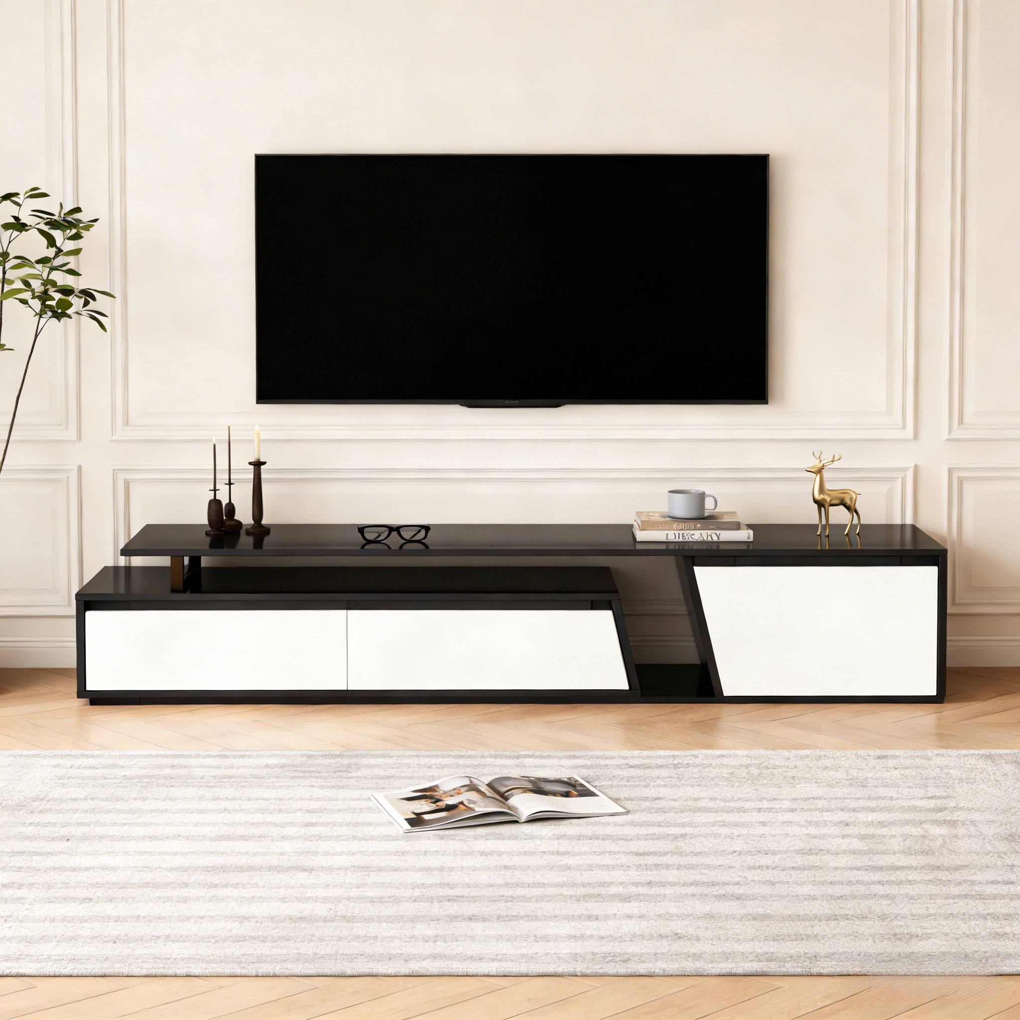 Latitude Run® Modern Extendable TV Stand Up To 100", Minimalist Media ...