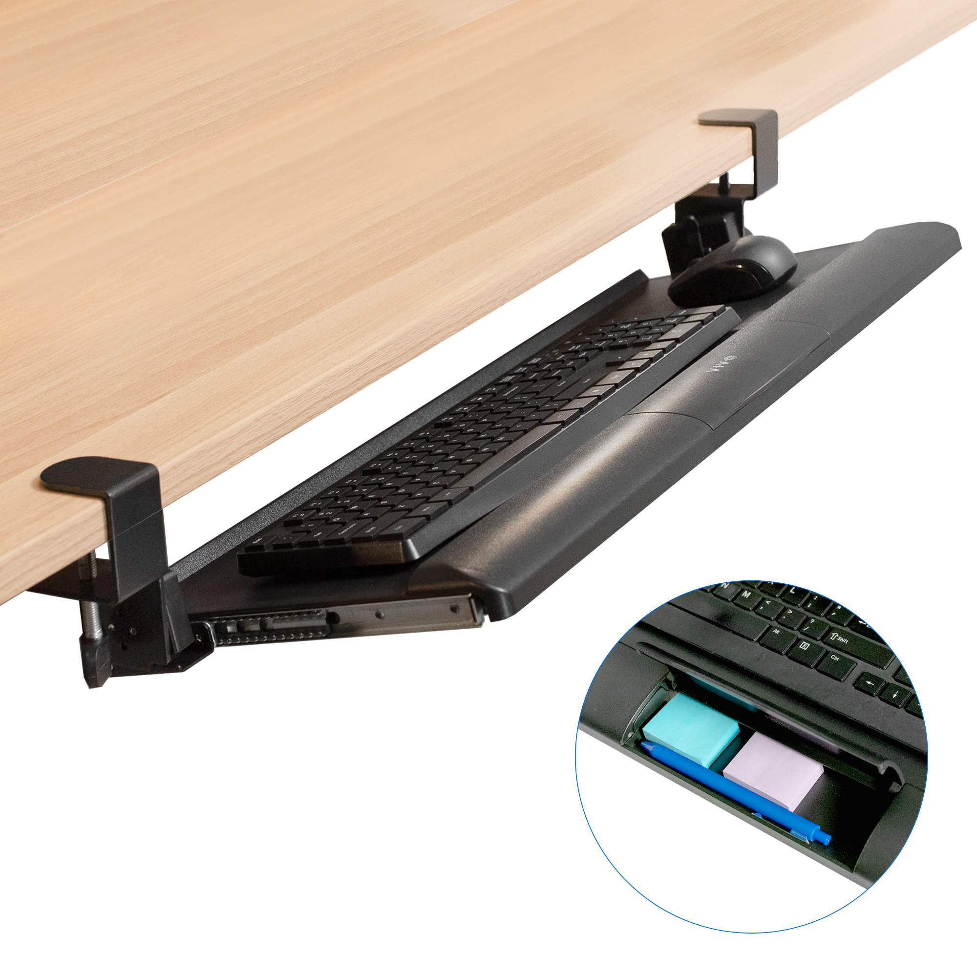 VIvo Black Clamp-on Tilting Keyboard Tray | Wayfair
