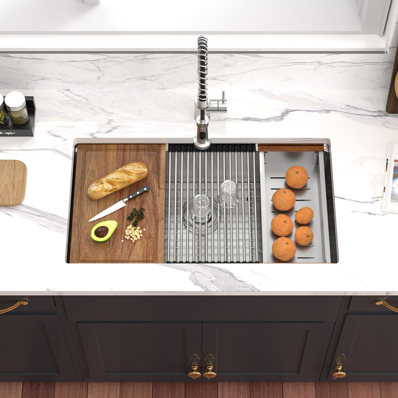 Sarlai 30" L x 19" W Undermount Kitchen Sink Ledge Workstation Deep ...