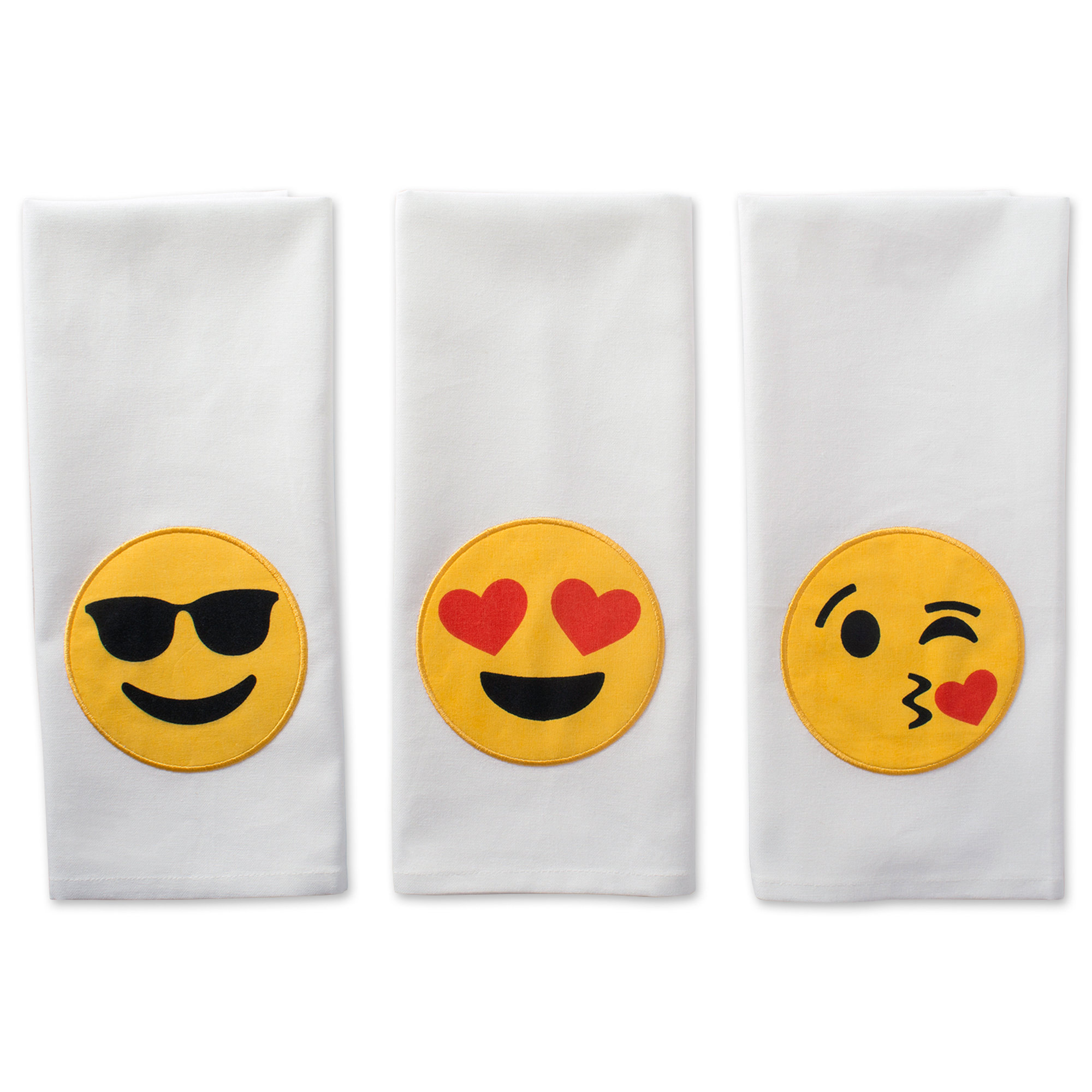 Ebern Designs Smiling Emoji Embellished 3 Piece Dish Cloth Set | Wayfair