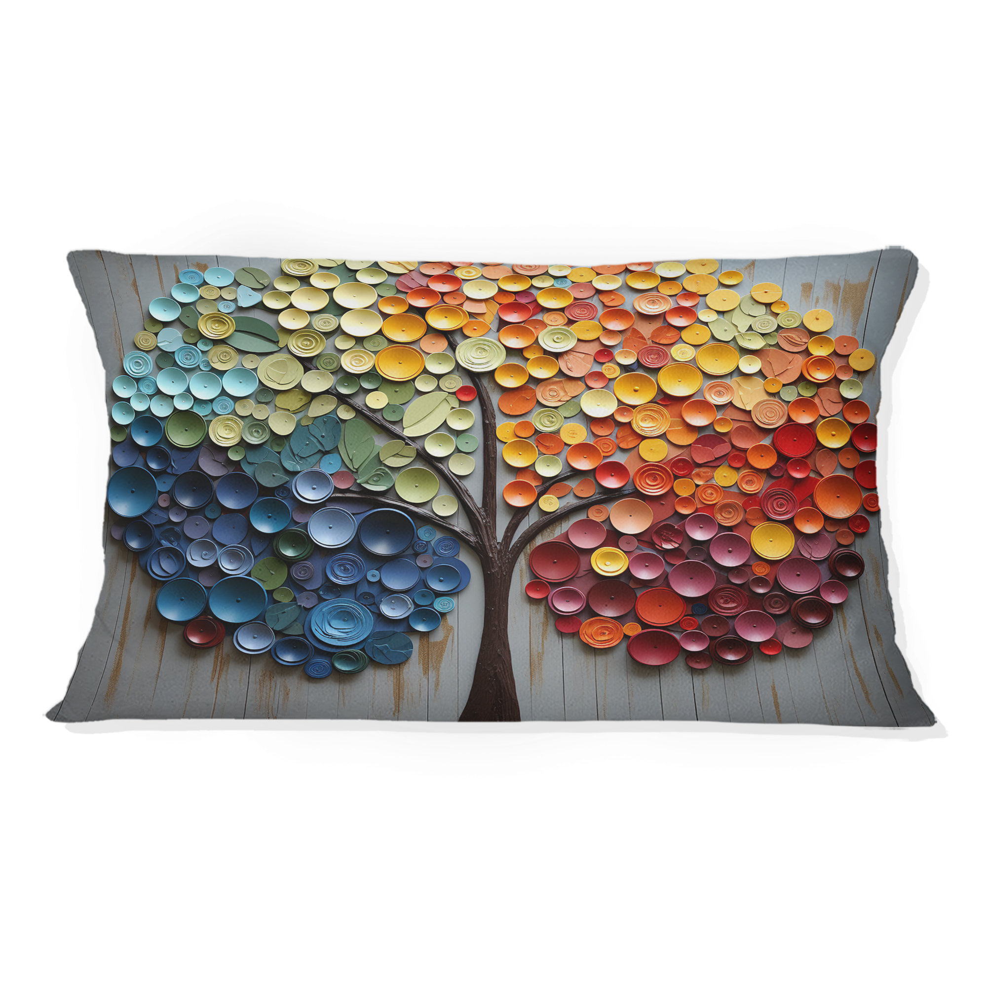 Design Art Colorful Rainbow Tree Of 4 Seasons - Trees Printed Throw ...