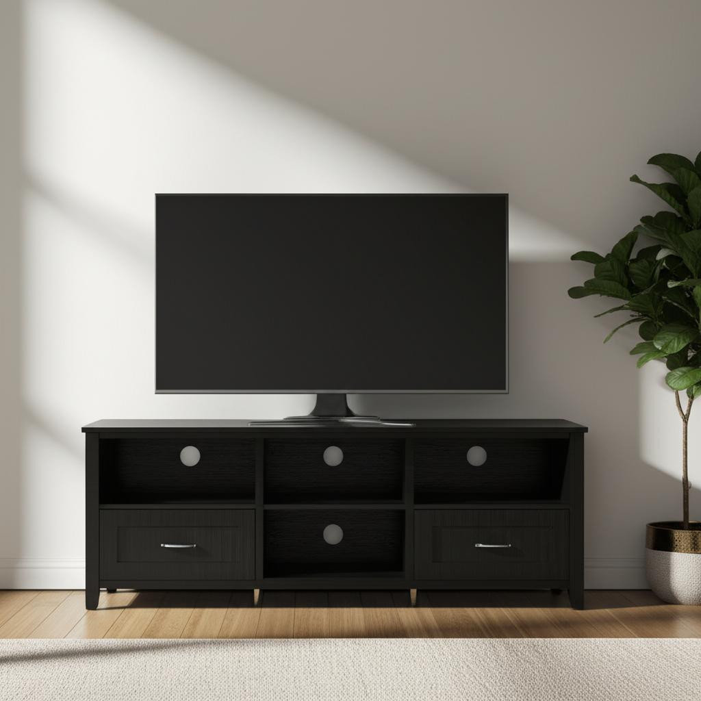 HomeRoots 70" Wood Enclosed and Open Storage TV Stand | Wayfair