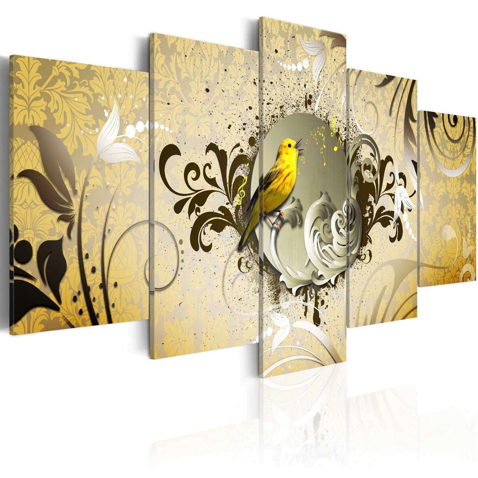 Red Barrel Studio® Theora Yellow Bird Singing On Canvas 5 Pieces Print ...