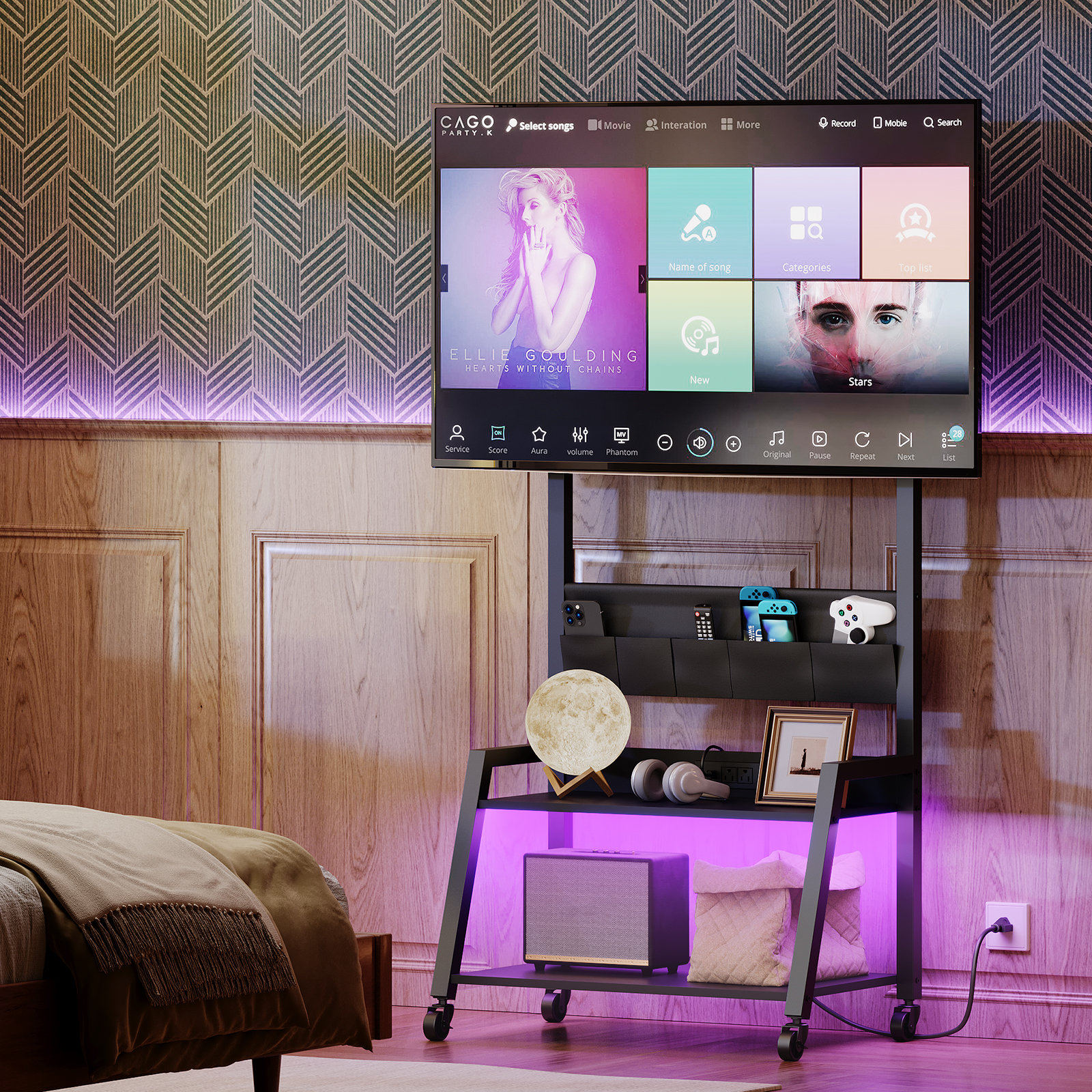 Ebern Designs Milburn Rolling TV Stand with Power Outlet | Wayfair