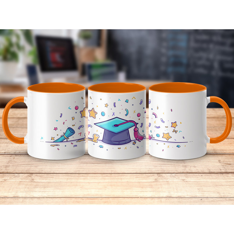 East Urban Home Kids Drawing Style 11oz Accent Mug – White Ceramic ...