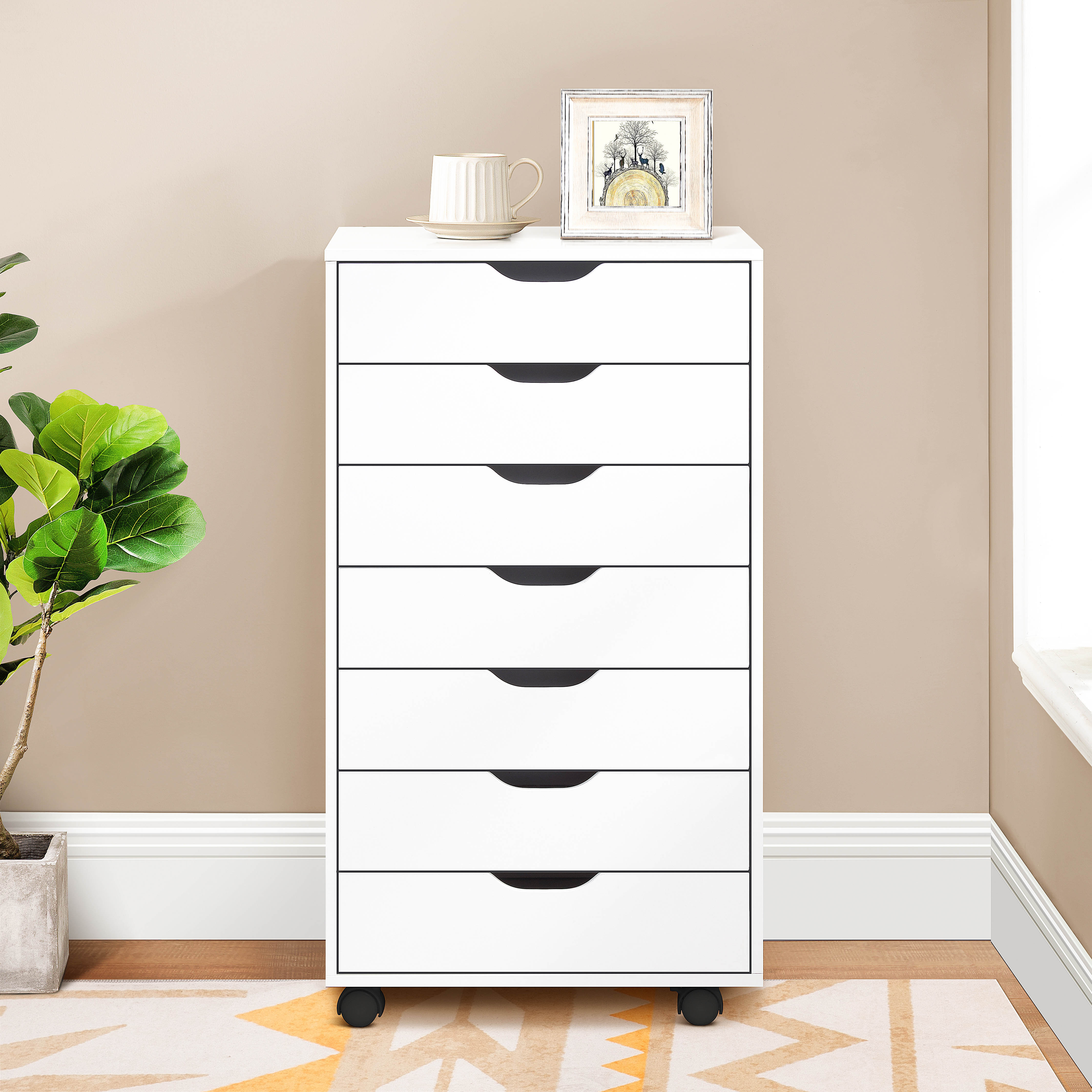 Inbox Zero 7-Drawer File Cabinet for Office Storage, File Cabinet on ...