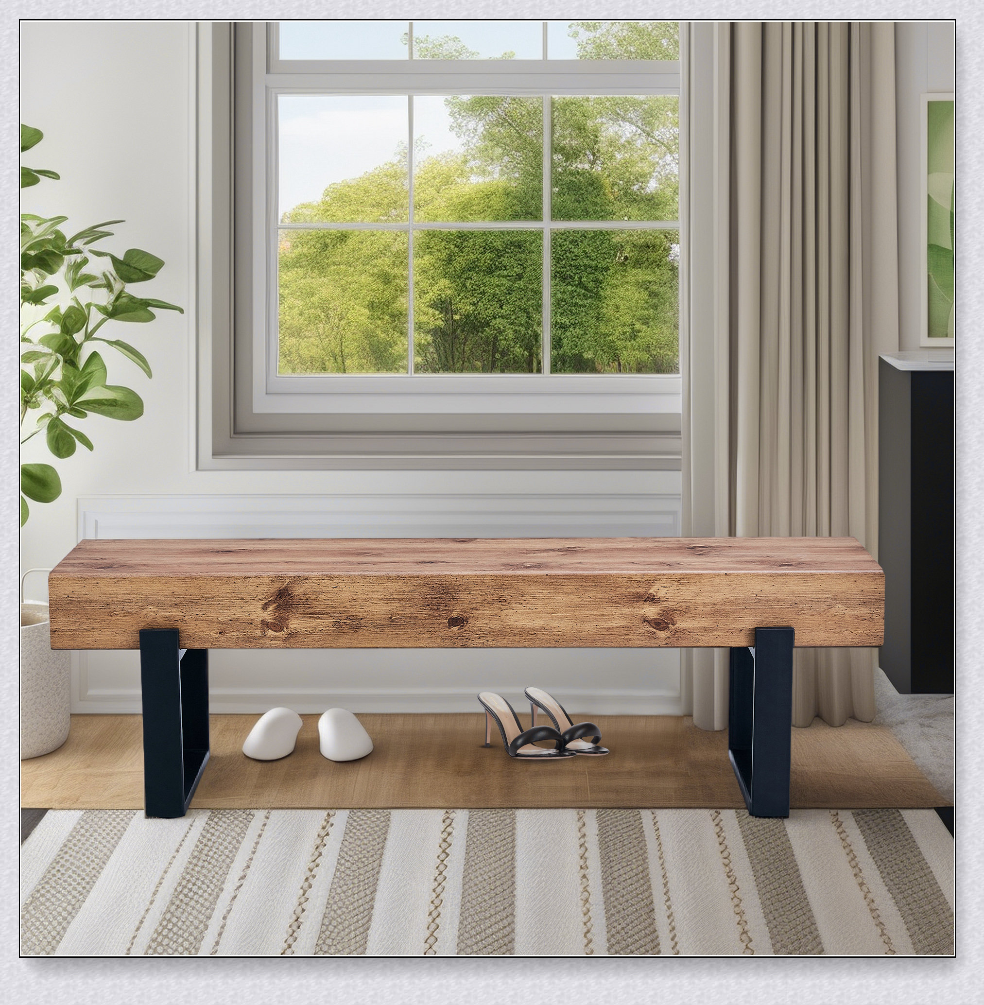 Ophelia & Co. 59" Dining Bench, Farmhouse Indoor Kitchen Table Benches ...