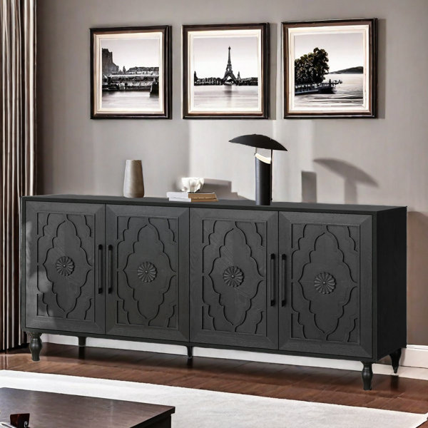 Charlton Home® Dinasti Sideboard with Symmetrical Carved Parquet Door ...