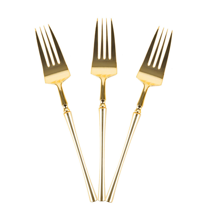Ecoquality Modern Gold Disposable Plastic Dinner Forks Infinity ...