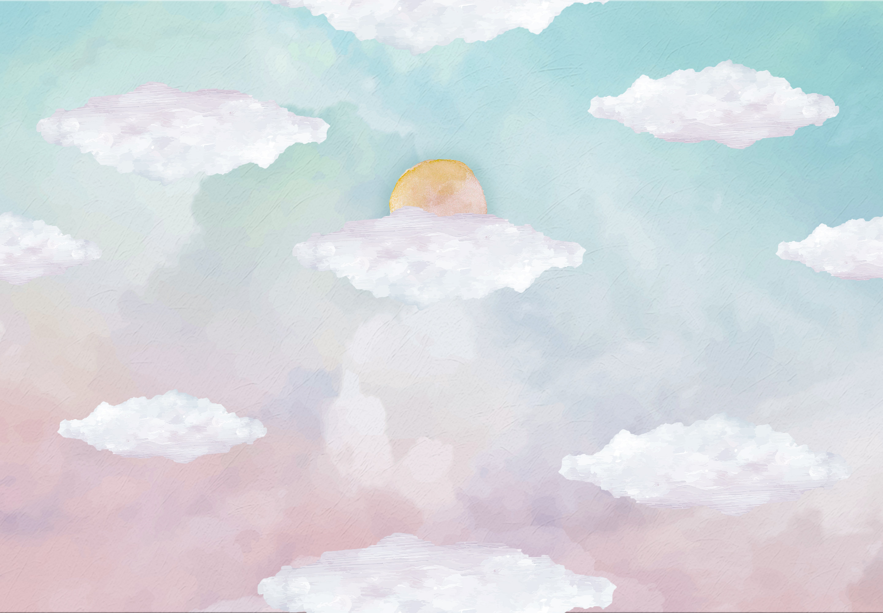 wallpaew Sun and Clouds Wall Mural Kids Wallpaper | Wayfair