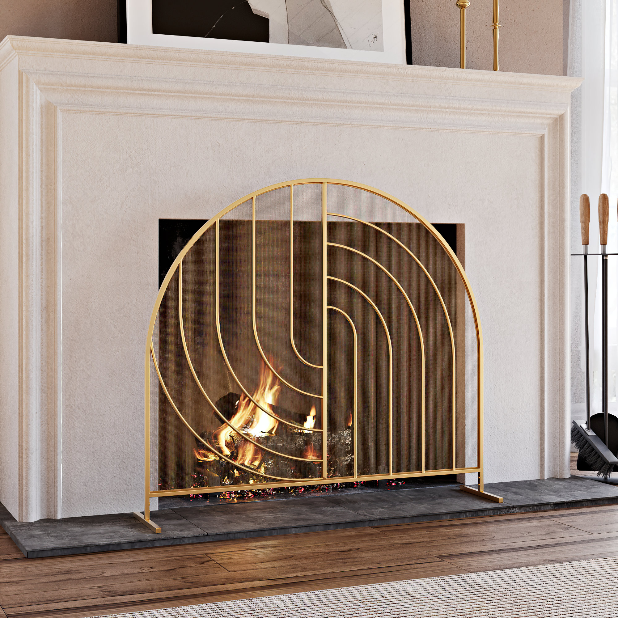 Willa Arlo™ Interiors Borel Arched Single Panel Fireplace Screen ...