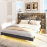 Latitude Run® Upholstered Platform Floating Bed with Bookcase Storage ...