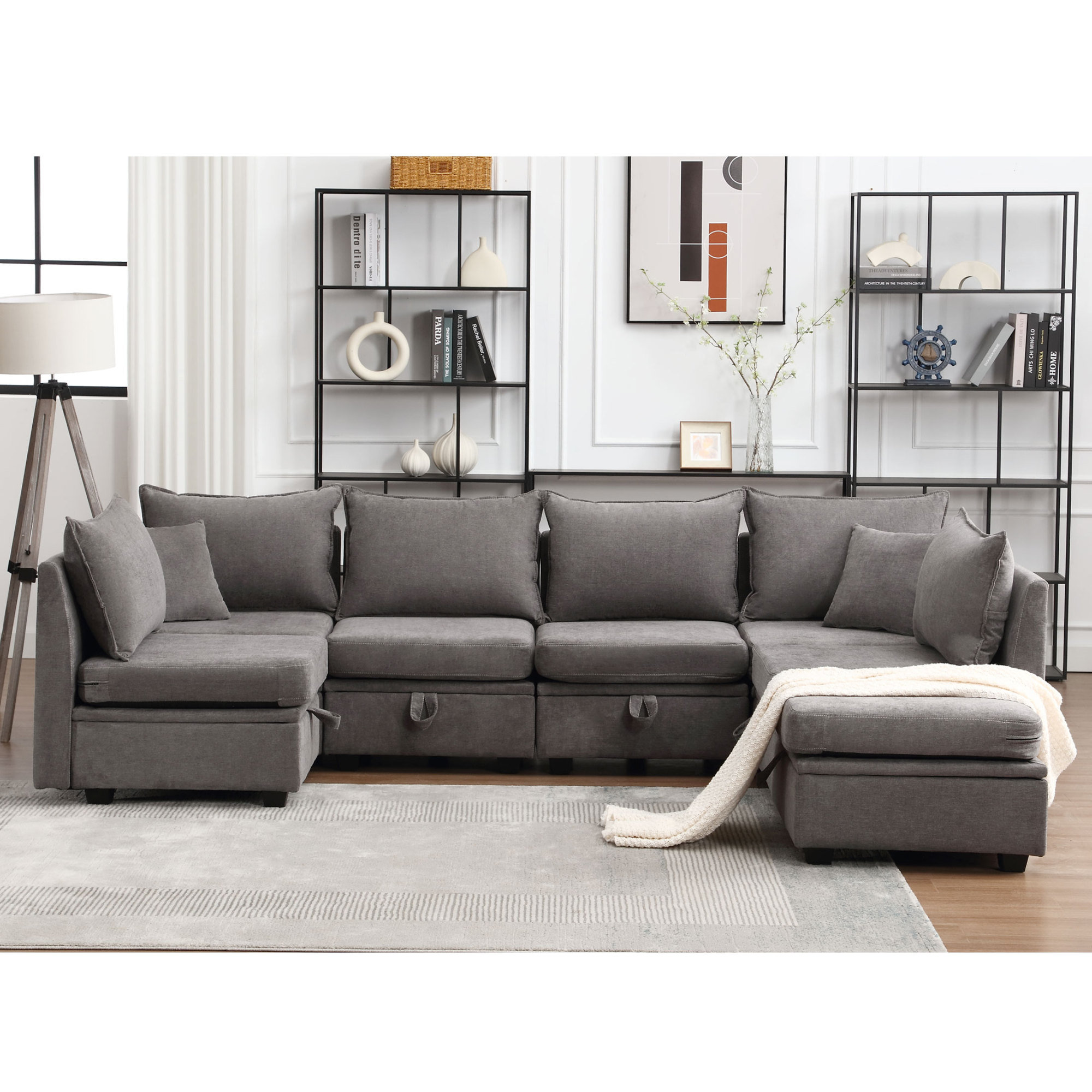 Latitude Run® Versatile 7-seat Modular Sectional Sofa: Convertible U ...
