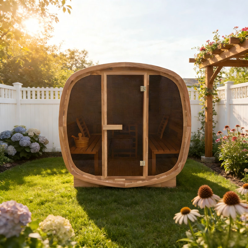 Sansheng 4-Person Premium Spliced Red Cedar Outdoor Sauna Room With ...