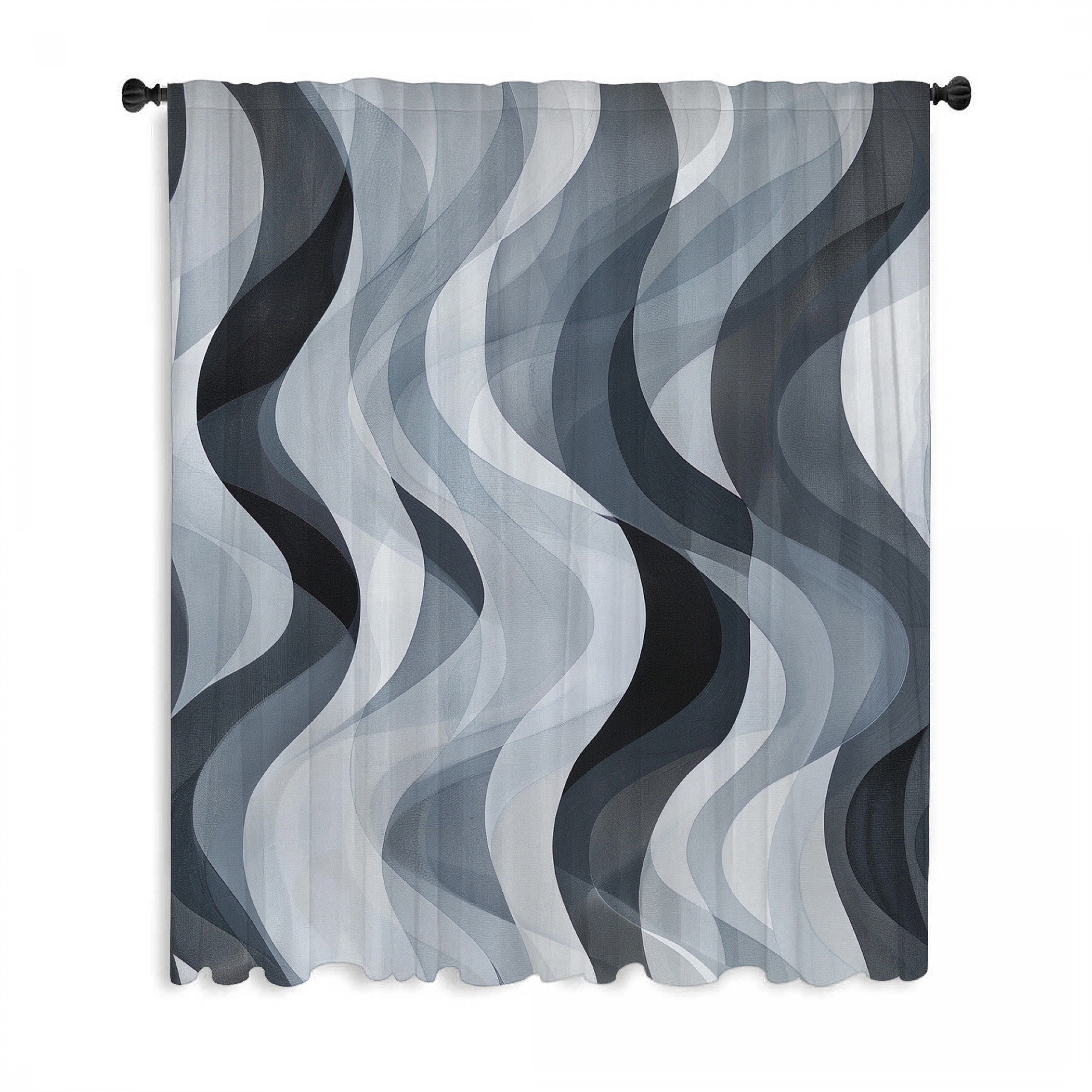 Orren Ellis Abstract Window Curtains, Waves Blockout & Sheer Curtains ...