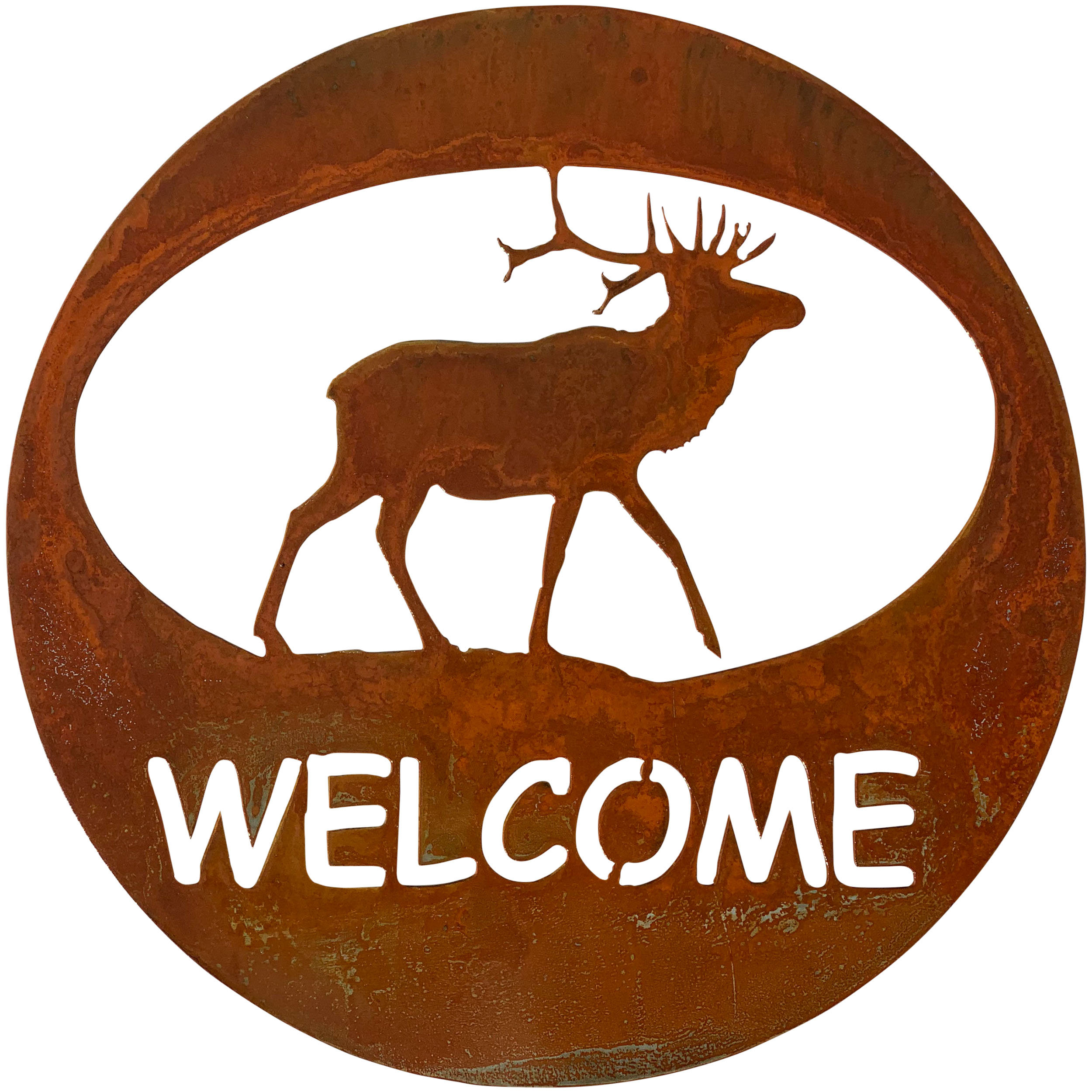 Millwood Pines Elk Welcome Circle Wall Décor | Wayfair