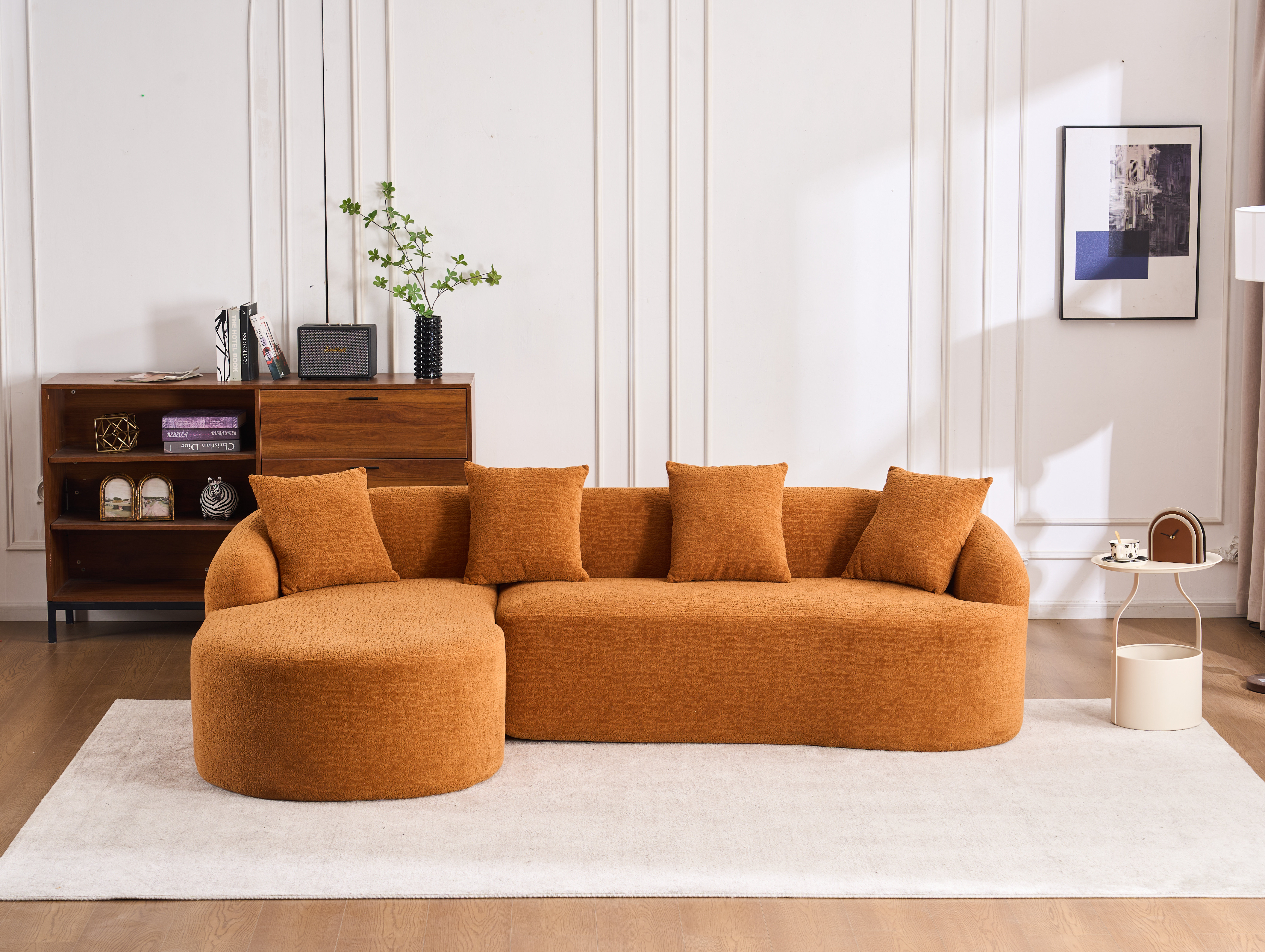 Wade Logan® Chumenti Fabric Upholstered Curved L-Shape Sofa | Wayfair
