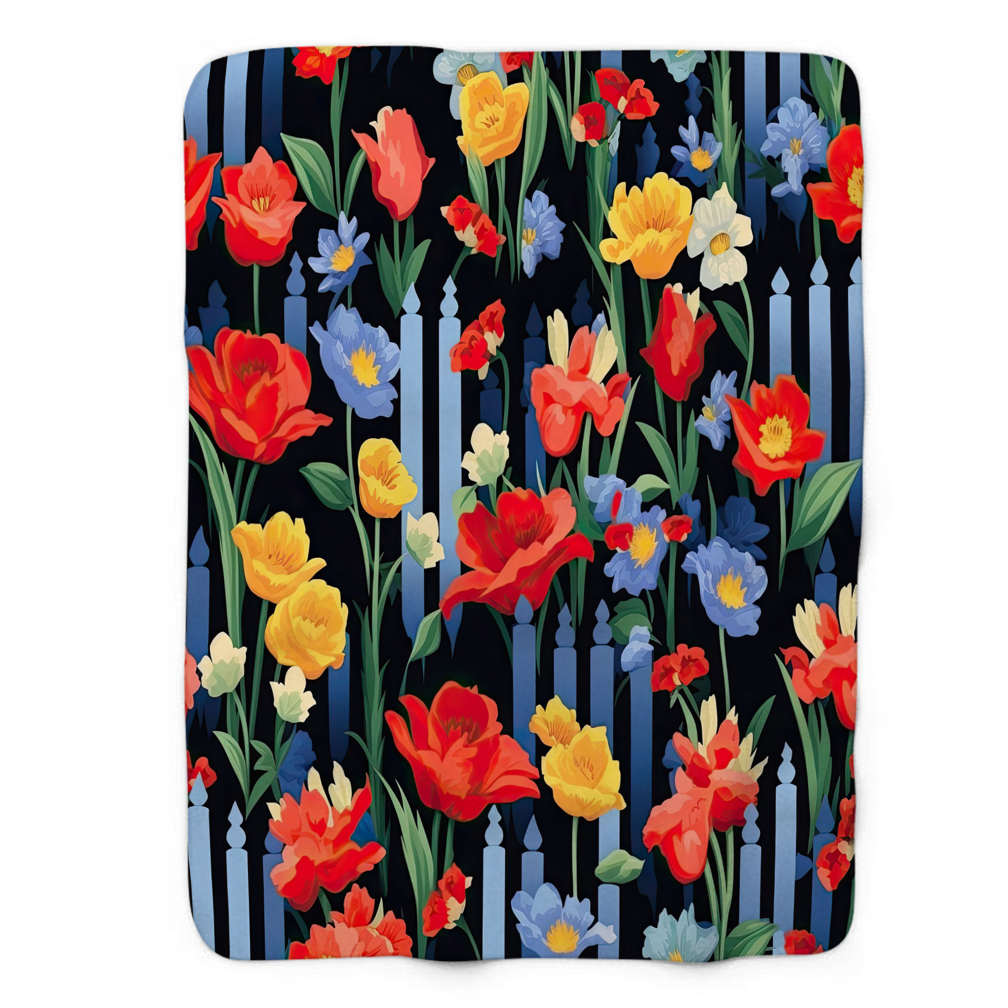 MentionedYou Fence-side Florals Fiesta - 1 Piece Premium Sherpa Throw ...