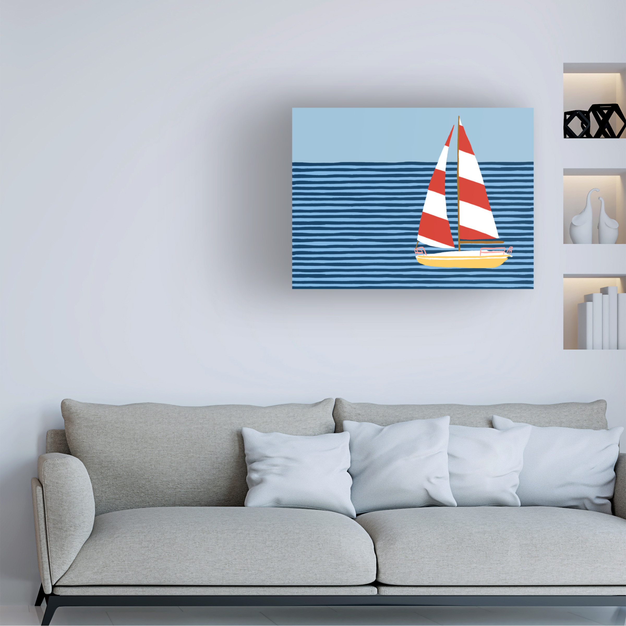 Breakwater Bay June Erica Vess Sailboat Stripes II Canvas Wall Art ...