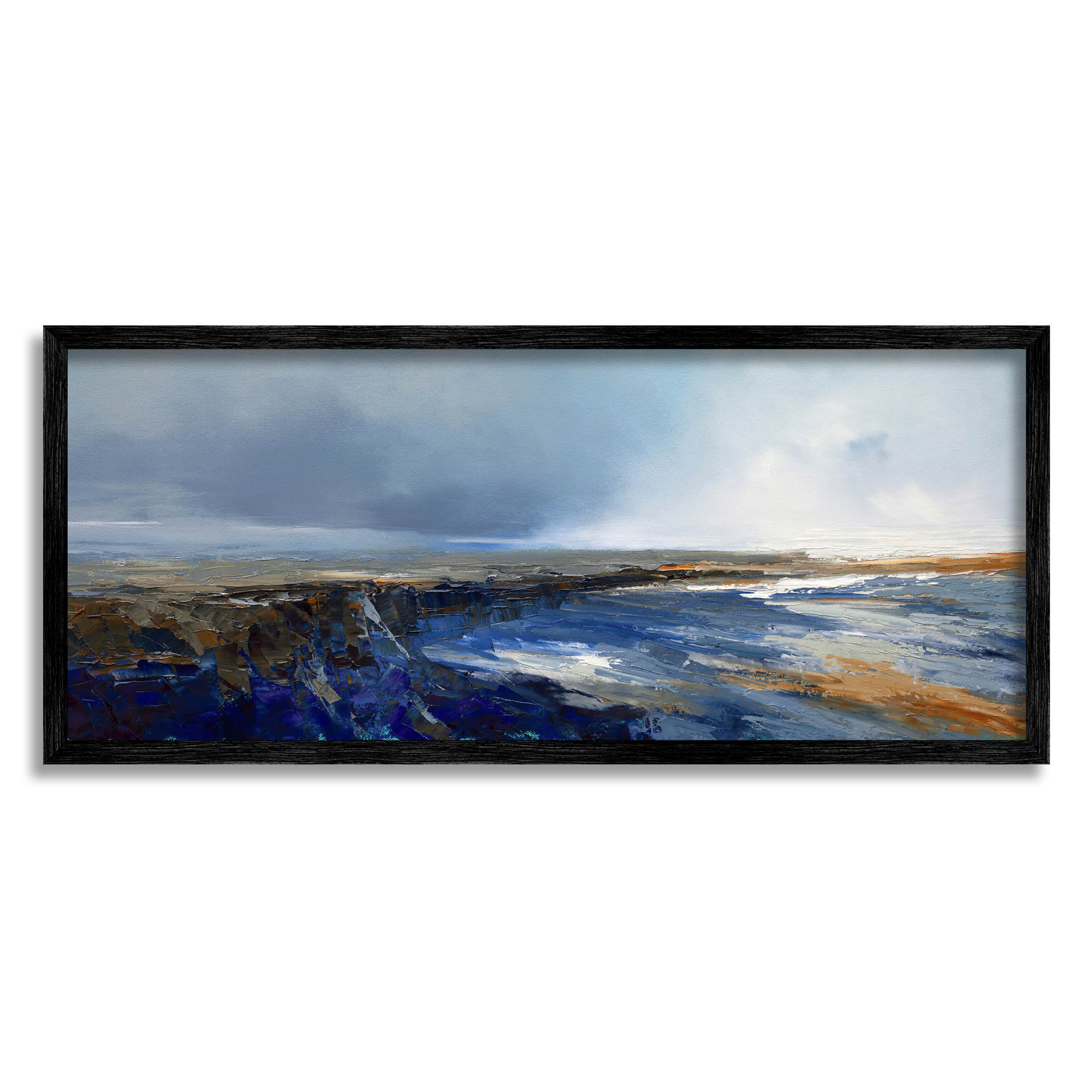 Stupell Industries Panoramic Cloudy Sea Landscape Framed Giclee Art By ...