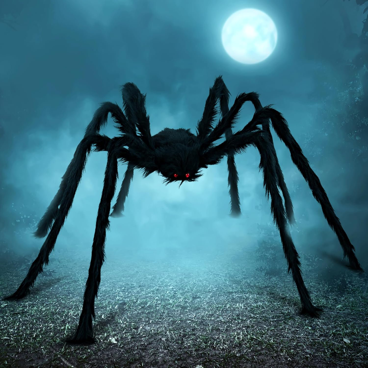 The Holiday Aisle® Halloween Outdoor Decorations Giant Spider 5 Ft ...