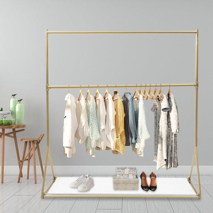 Everly Quinn Teuvo 59" Clothes Rack 2 Tiers Freestanding Garment Rack ...