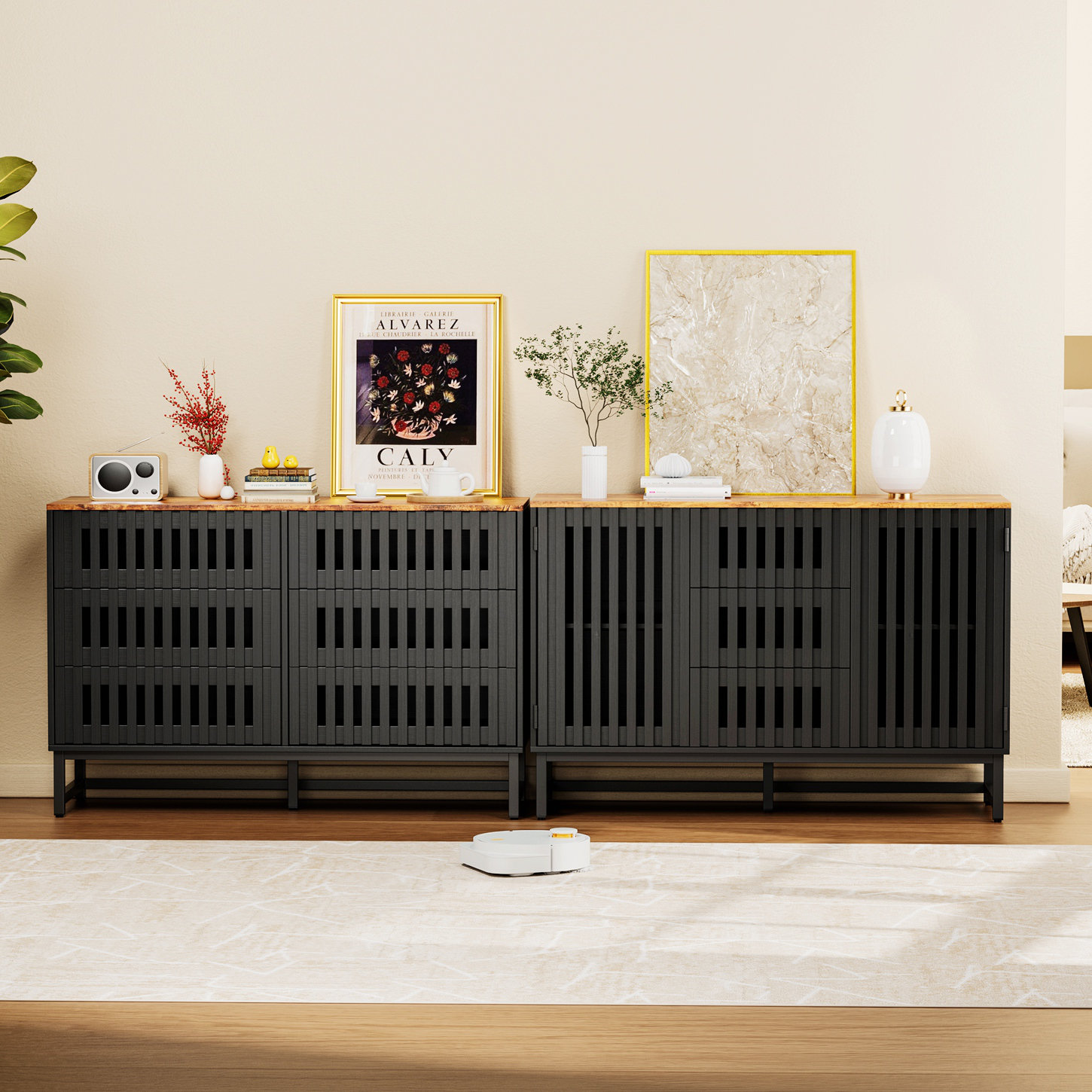 Latitude Run® 6 Drawer Double Dresser With Slatted Grille Striped ...