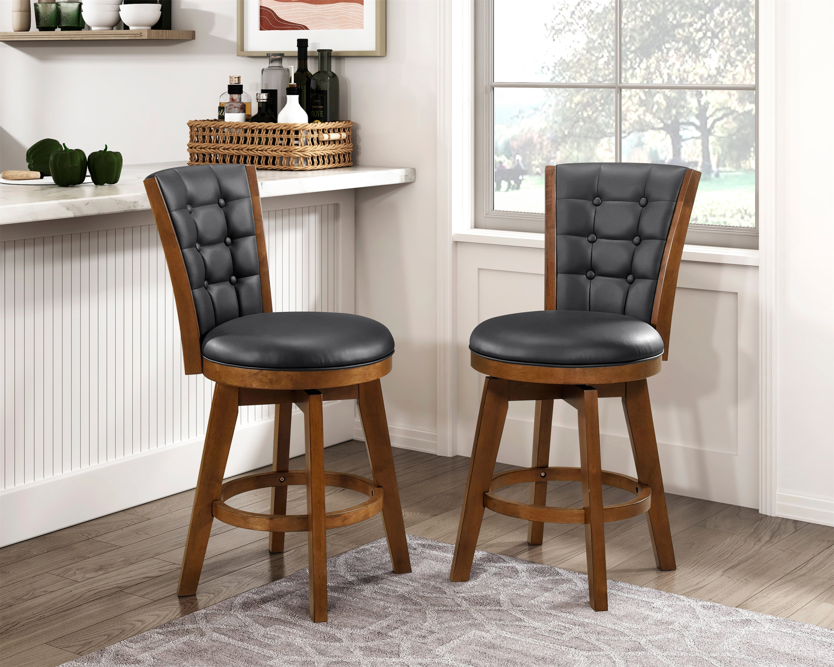 Wildon Home® Swivel Counter Height Chairs Set | Wayfair