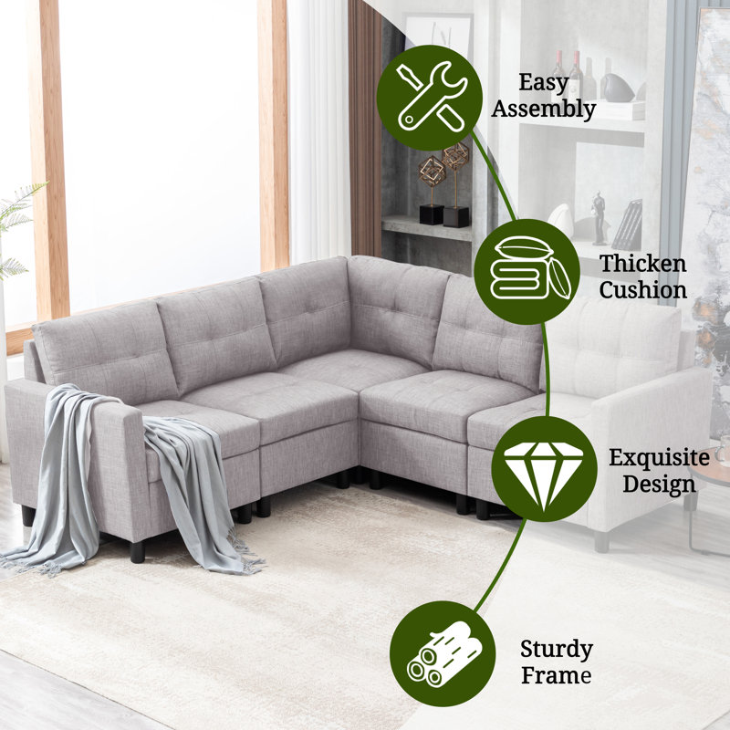 Ebern Designs Kentrell Upholstered Corner Sectional Sofa For Small ...