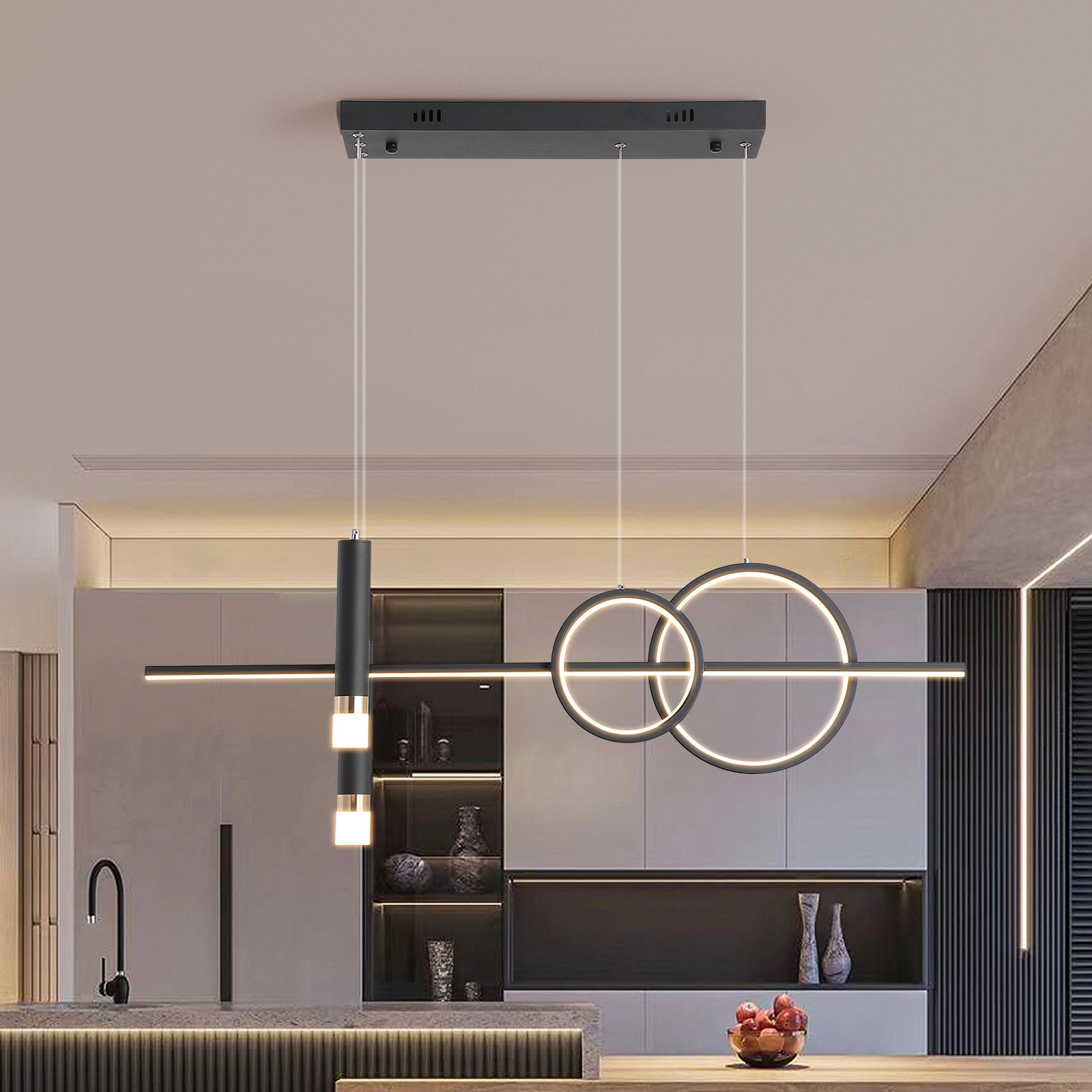 Orren Ellis Tahan Modern Linear Pendant Light, 45w Dimmable Pendant ...