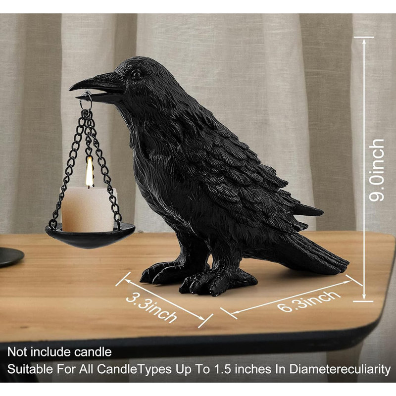 Mercer41 Gothic Crow Light Holder – Halloween Raven Tealight Statue ...