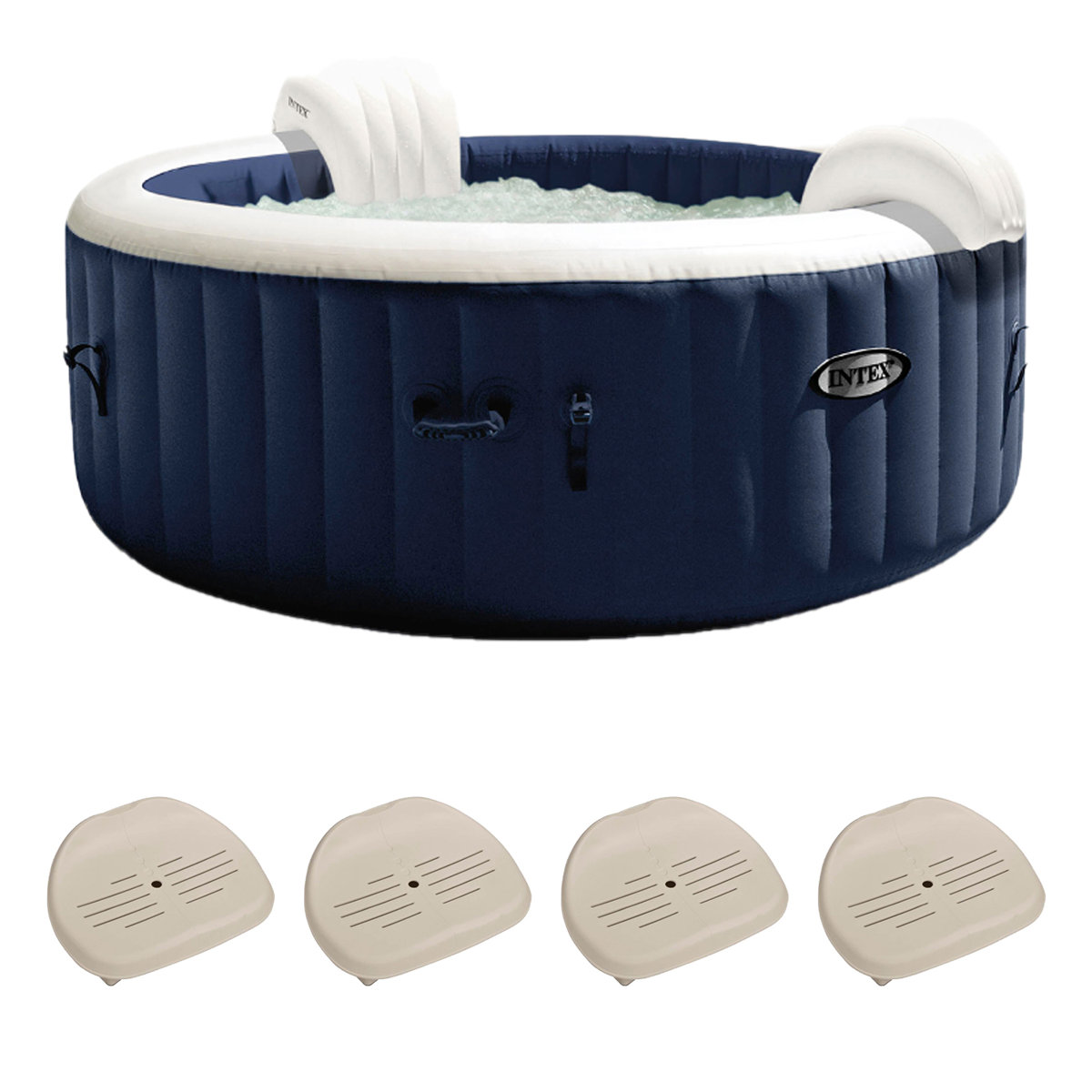 Intex 6 Person Pop Up Hot Tub Bundled W/ Purespa Slip-Resistant Seats ...