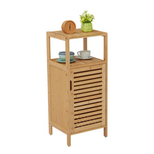 Dovecove Bamboo Bathroom Storage Cabinet With Shelf And Door ...