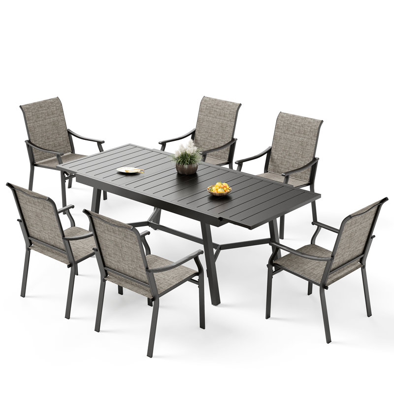 Wildon Home® Basima Rectangular Extendable Outdoor Dining Set & Reviews ...