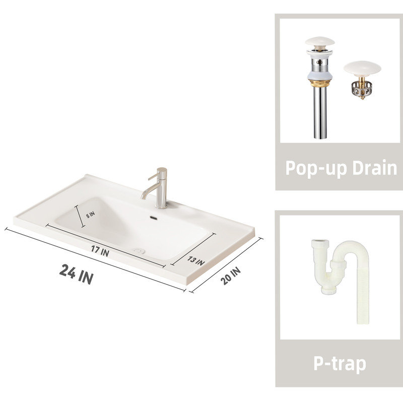 Ebern Designs 24 Inch Bathroom Vanity with Sink Combo, Wall Mounted ...