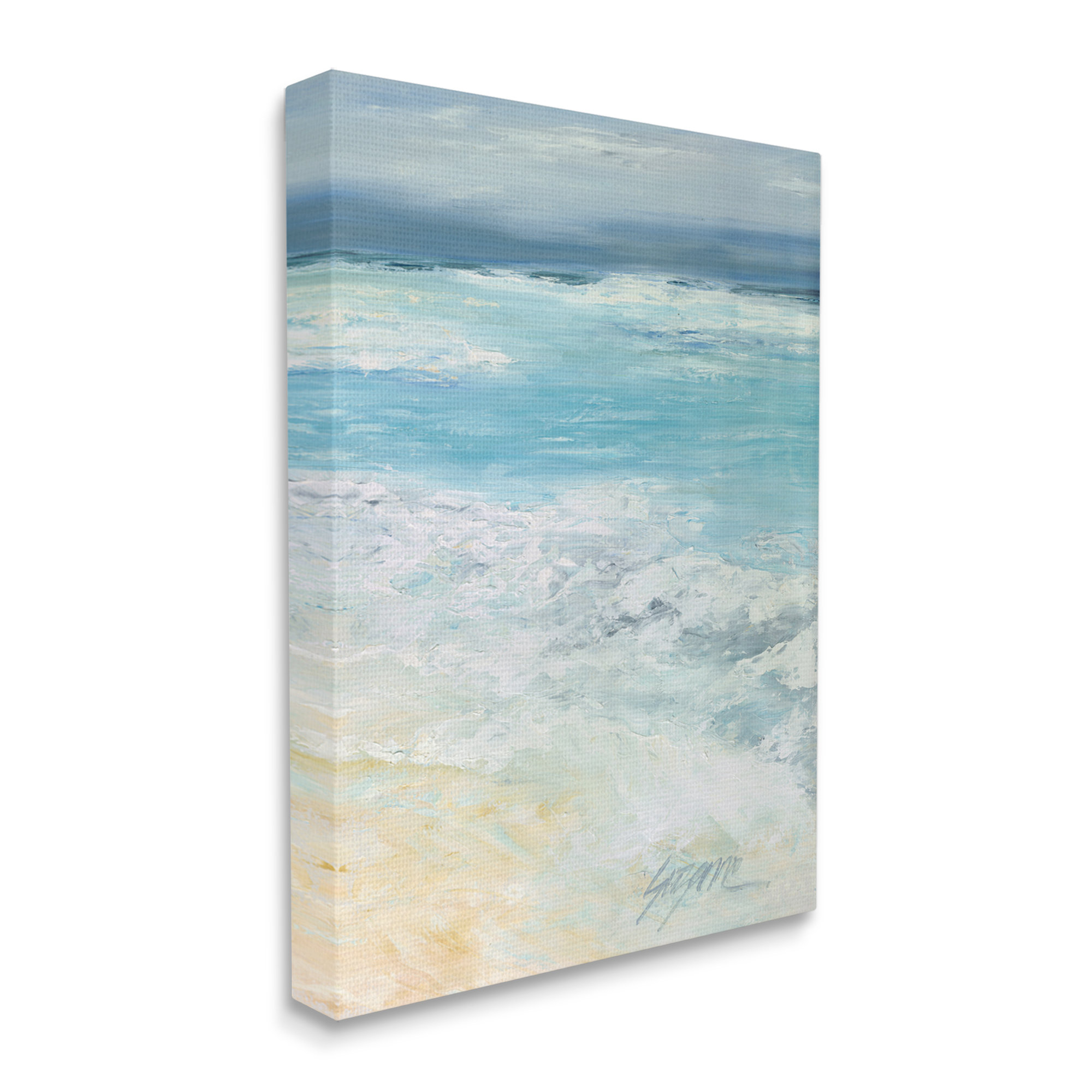 Stupell Industries Modern Beach Waves Abstract Shore Canvas Wall Art By ...