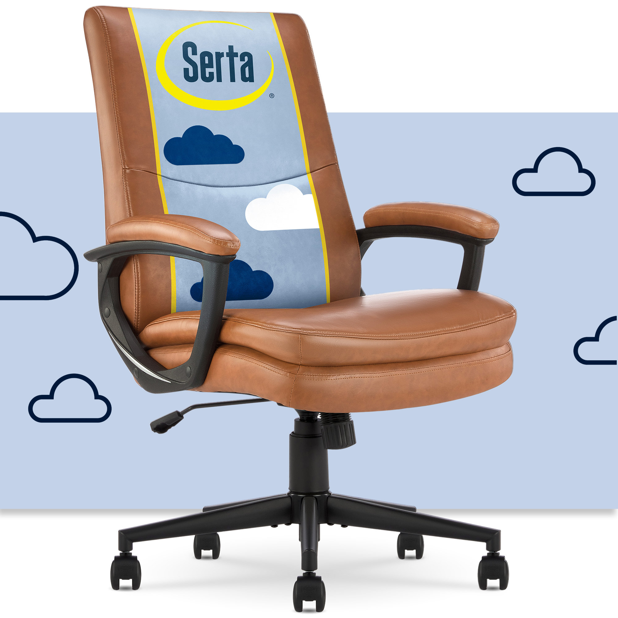 Serta Comfort Modern Executive Office Chair, Ergonomic Mid-Back, Semi ...