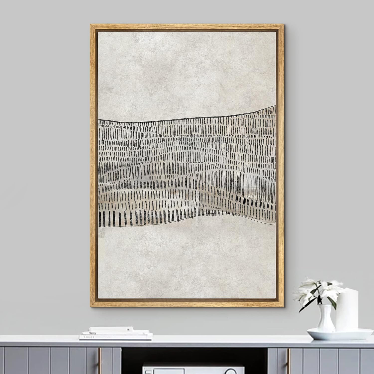 IDEA4WALL Geometric Line Grunge Pastel Tan Geometric Waves Abstract ...