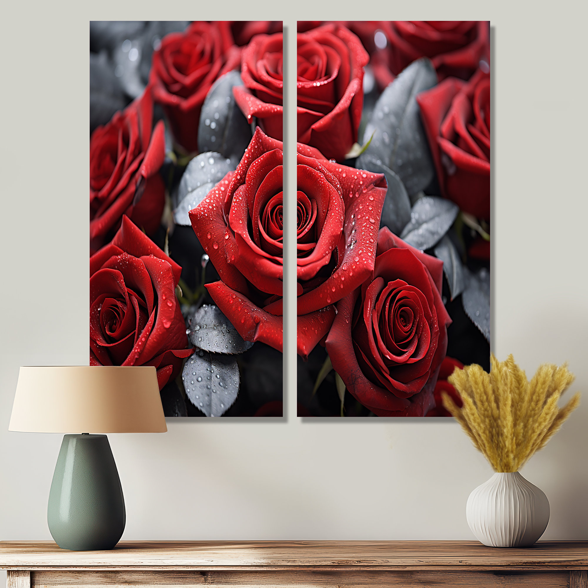 Ebern Designs Red Grey Rose Eternal Beauty - Floral Roses Canvas Prints ...