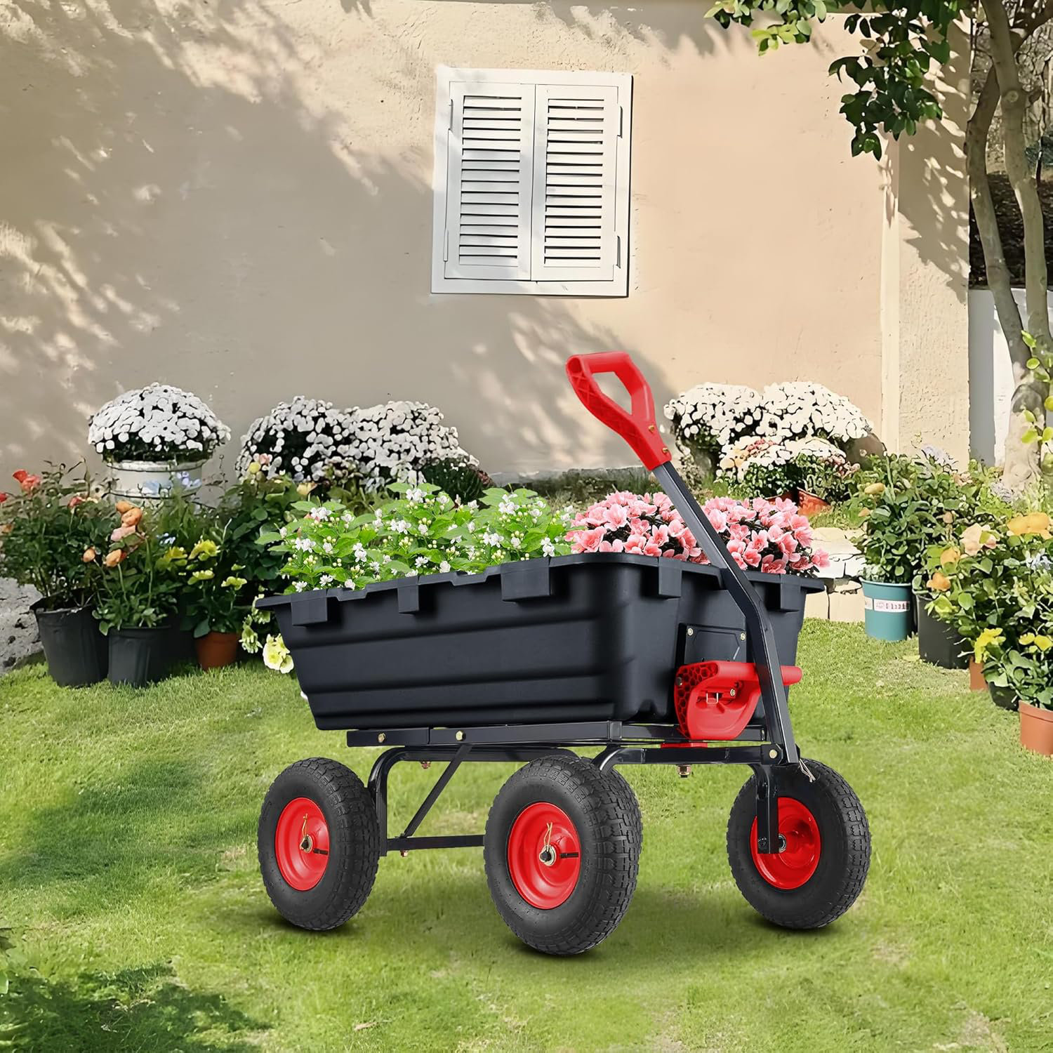 Arlmont & Co. 900 lbs Heavy Duty Steel Dump Garden Cart with 10 ...