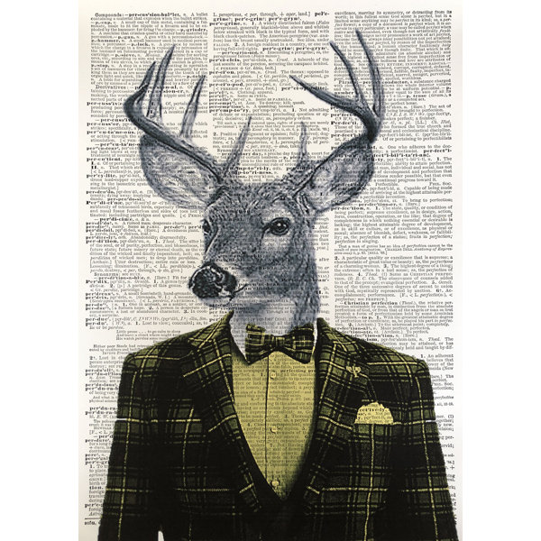 Happy Larry A3 Stag Head Dictionary Print - Quirky Dictionary Wall Art ...