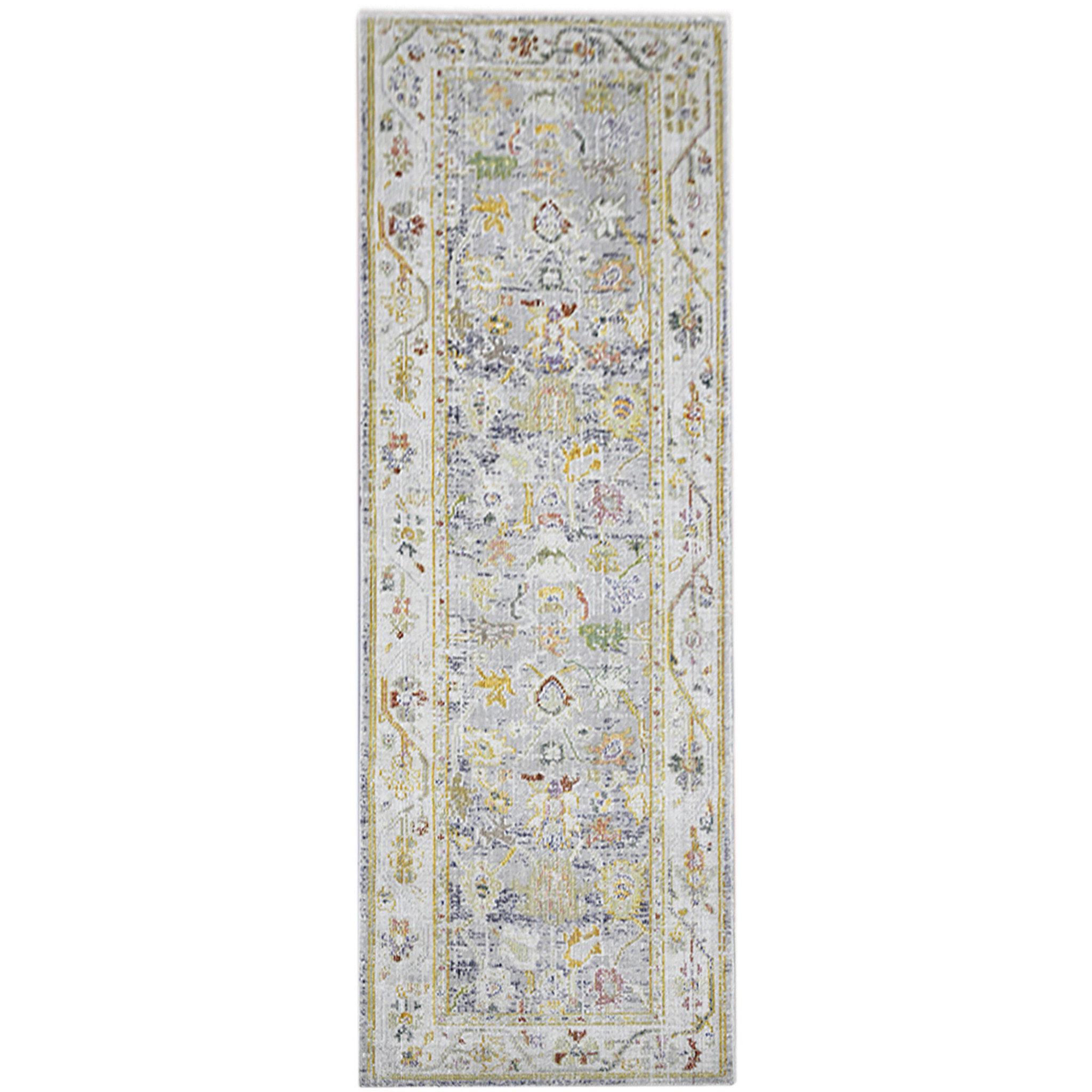 ZeaZu 8' Blue Floral Power Loom Runner Rug | Wayfair