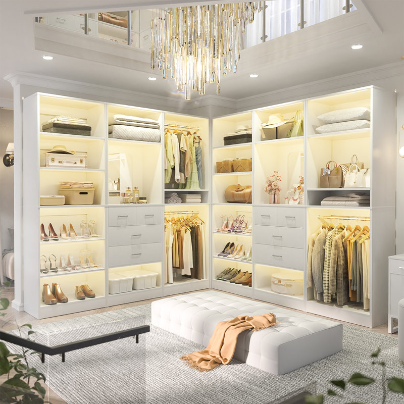 Latitude Run® Danniele Freestanding Closet System with Mirror and ...